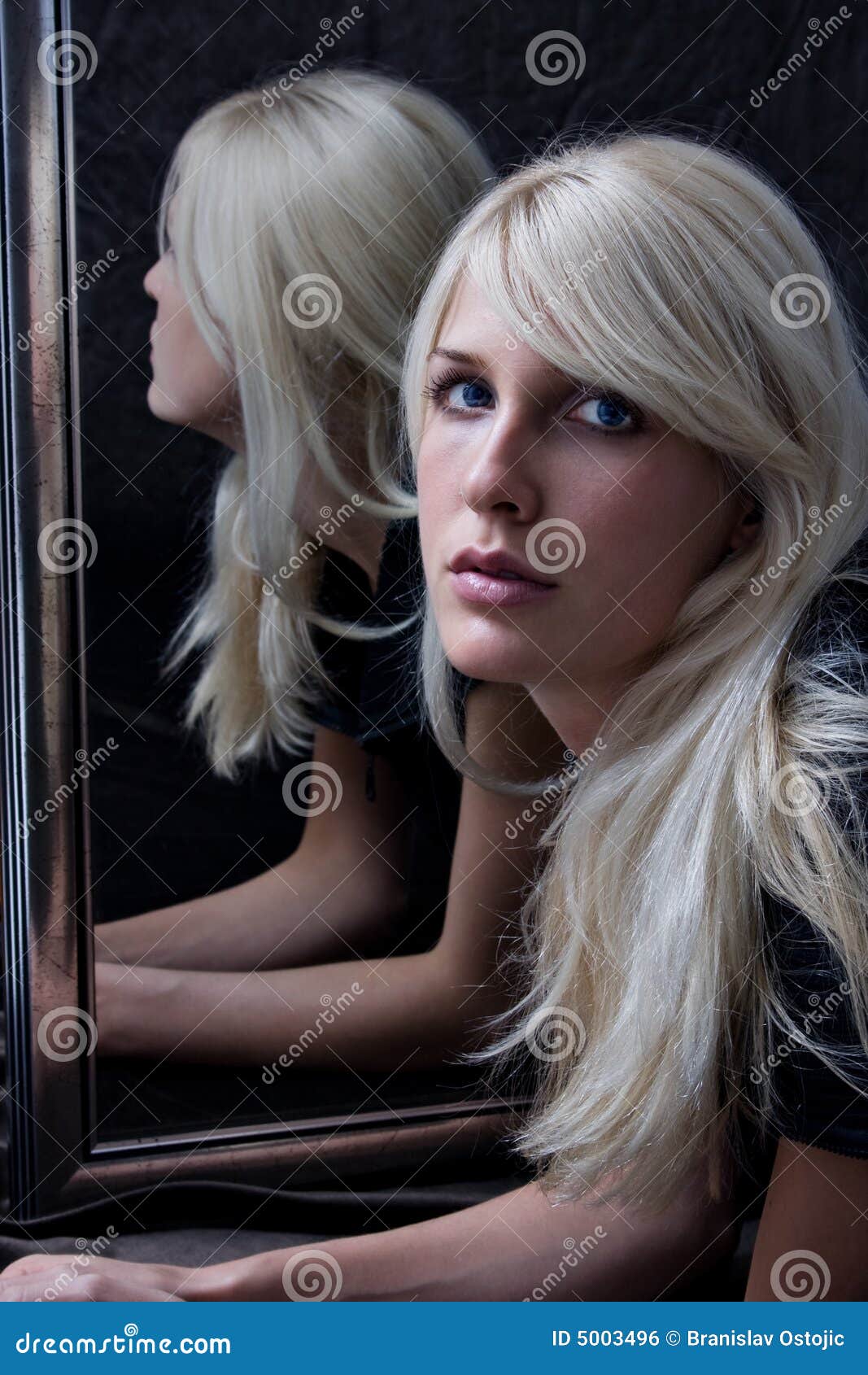 Face in mirror stock photo. Image of sensuality, cosmetics - 5003496