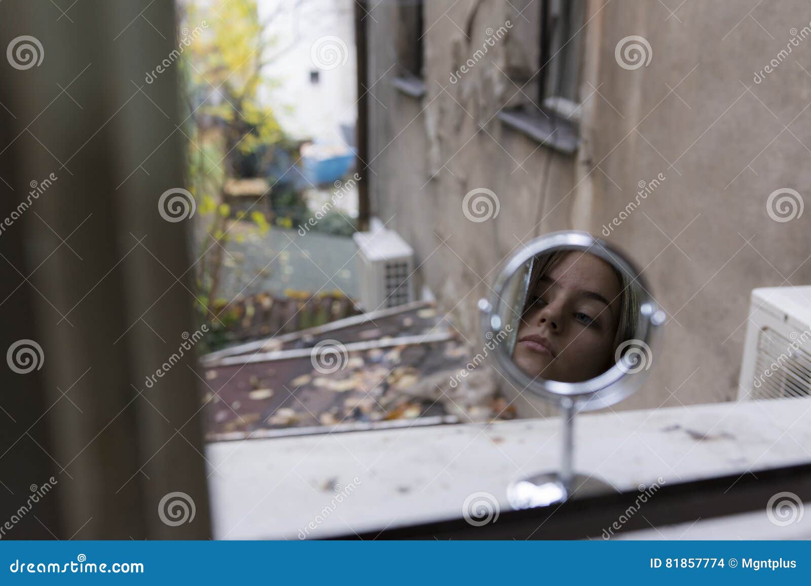 Face in the mirror stock photo. Image of head, look, face - 81857774