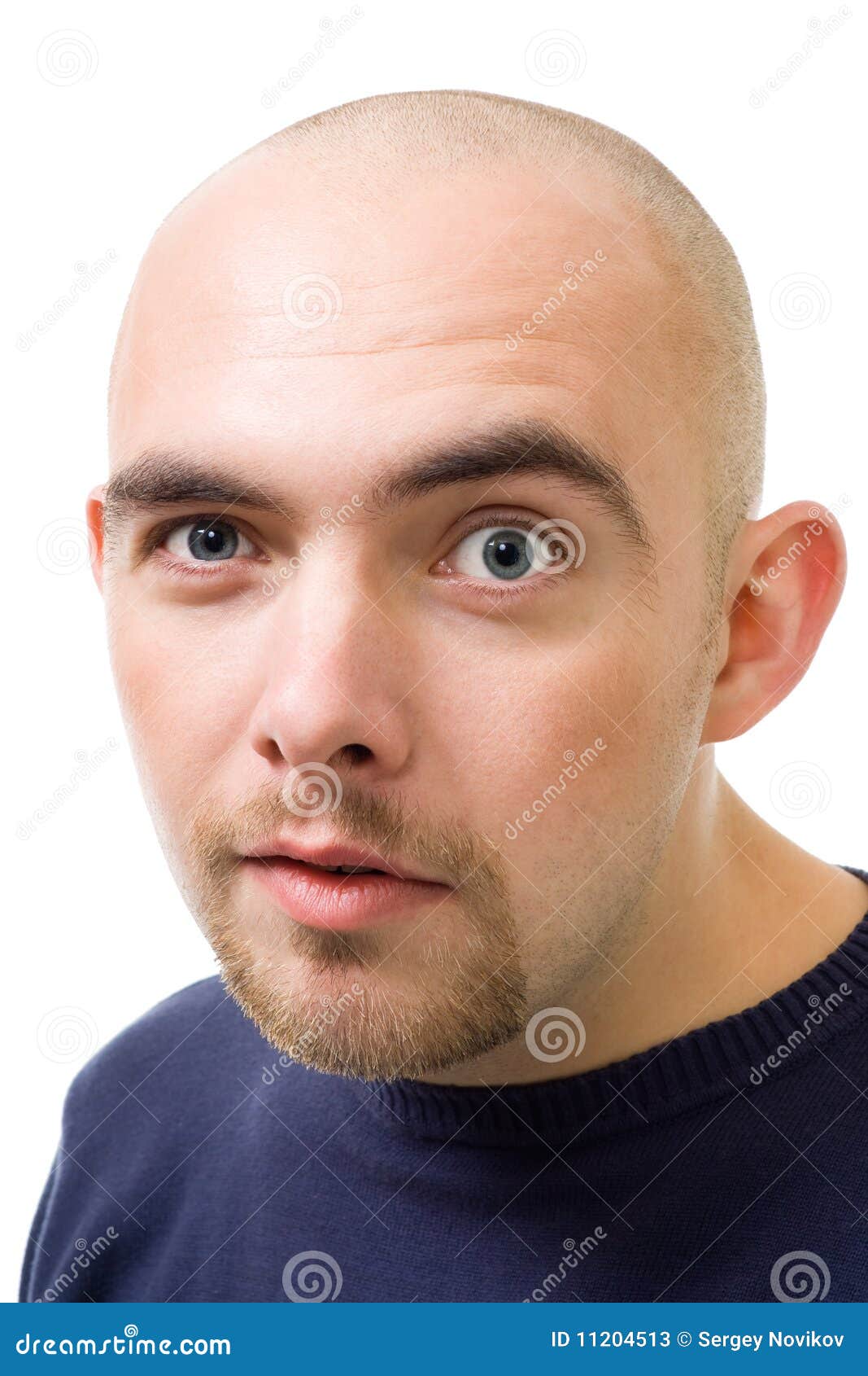 Face of Mistrustful Bold Man Stock Image - Image of fear, looking: 11204513