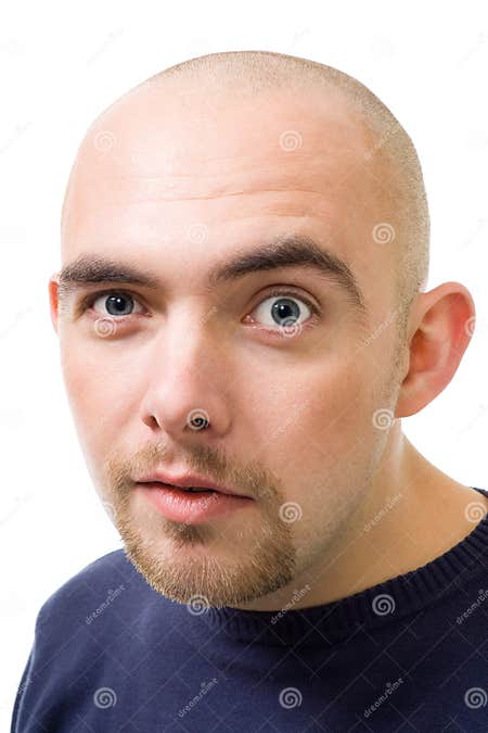 Face of Mistrustful Bold Man Stock Image - Image of fear, looking: 11204513