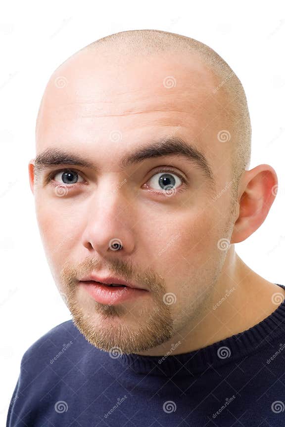 Face of Mistrustful Bold Man Stock Image - Image of fear, looking: 11204513