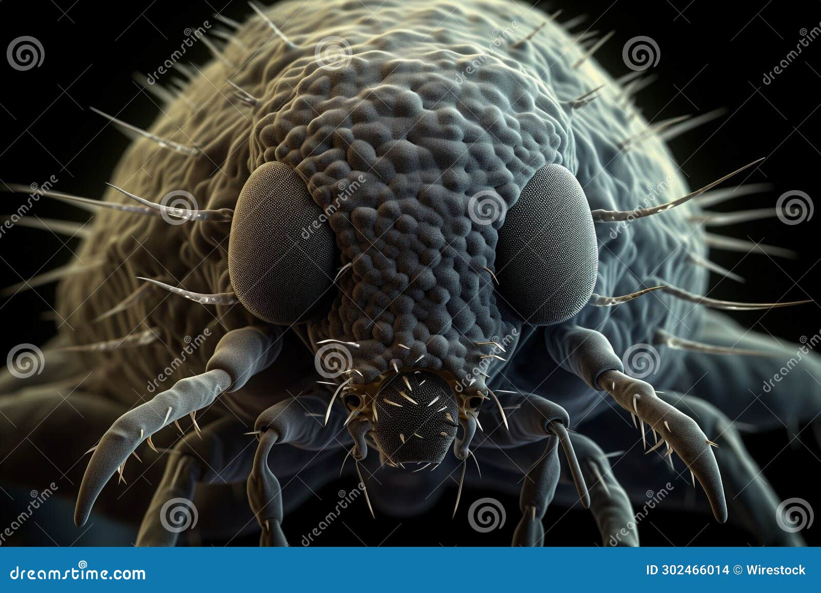 Face of Mite Extreme Zoom Microscope. Generative AI Illustration Stock ...