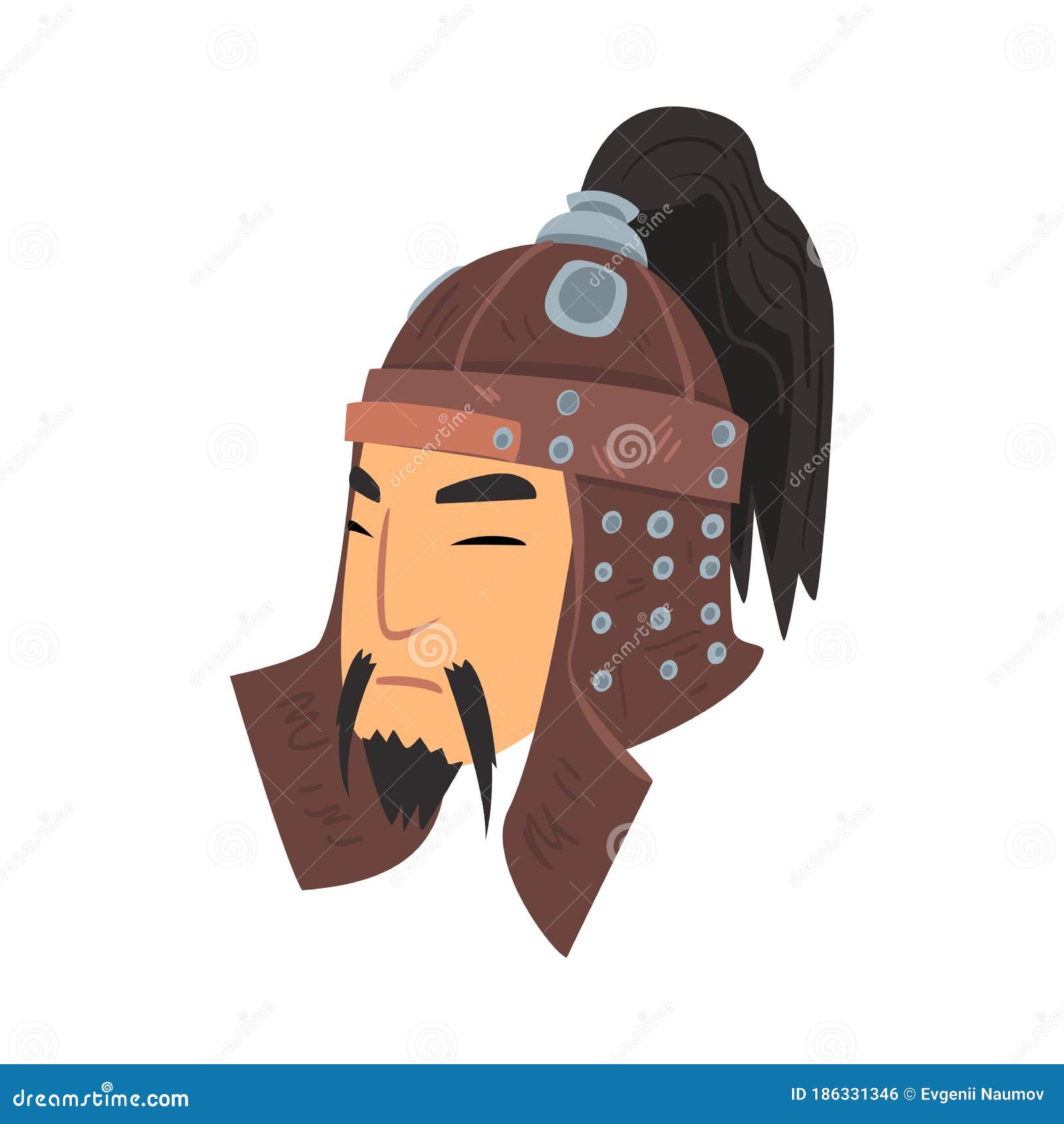 Head Of The Mongolian Warrior Cartoon Vector | CartoonDealer.com #6499225