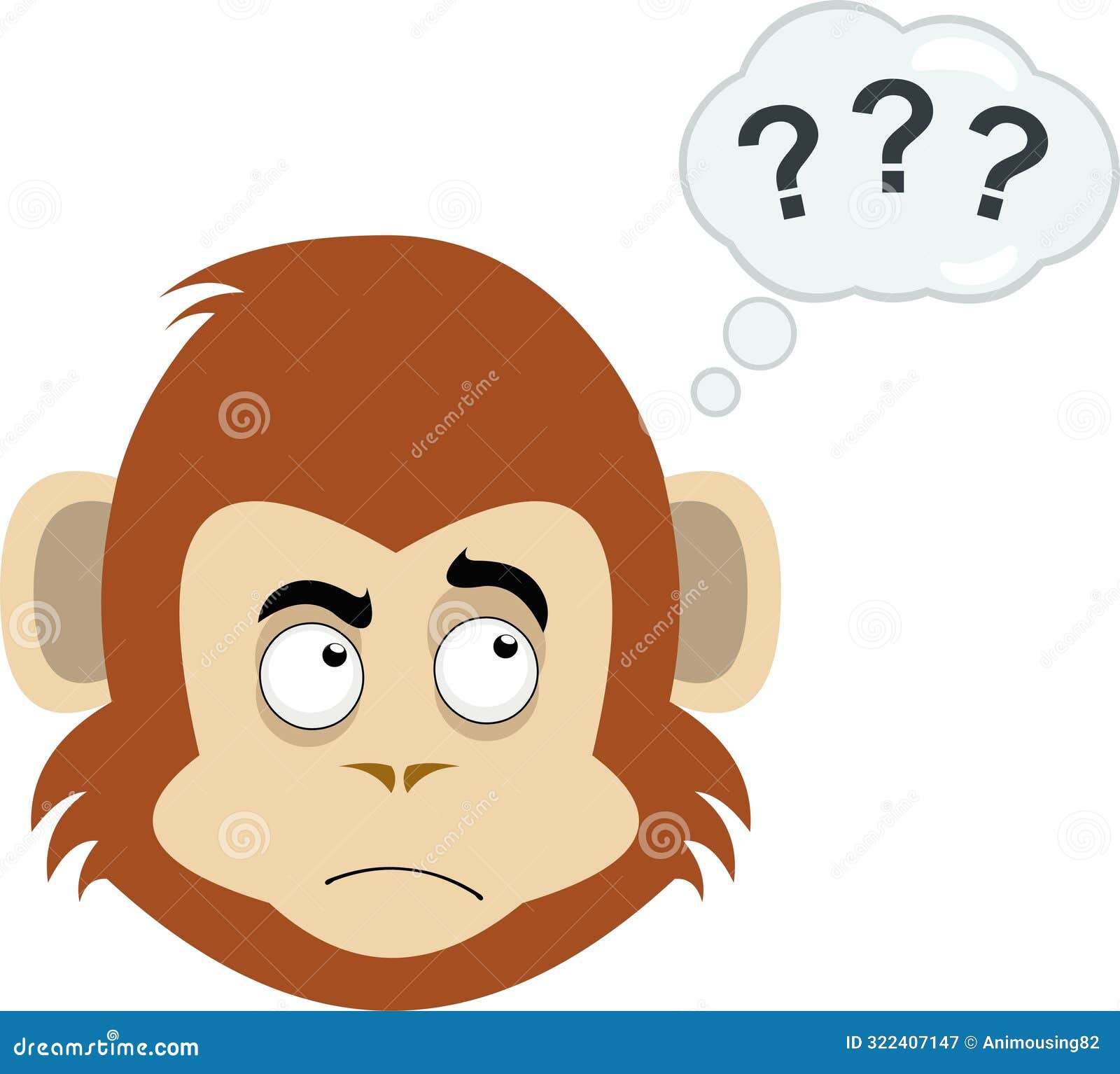 Face Monkey Cloud Thought Question Marks Stock Vector - Illustration of ...