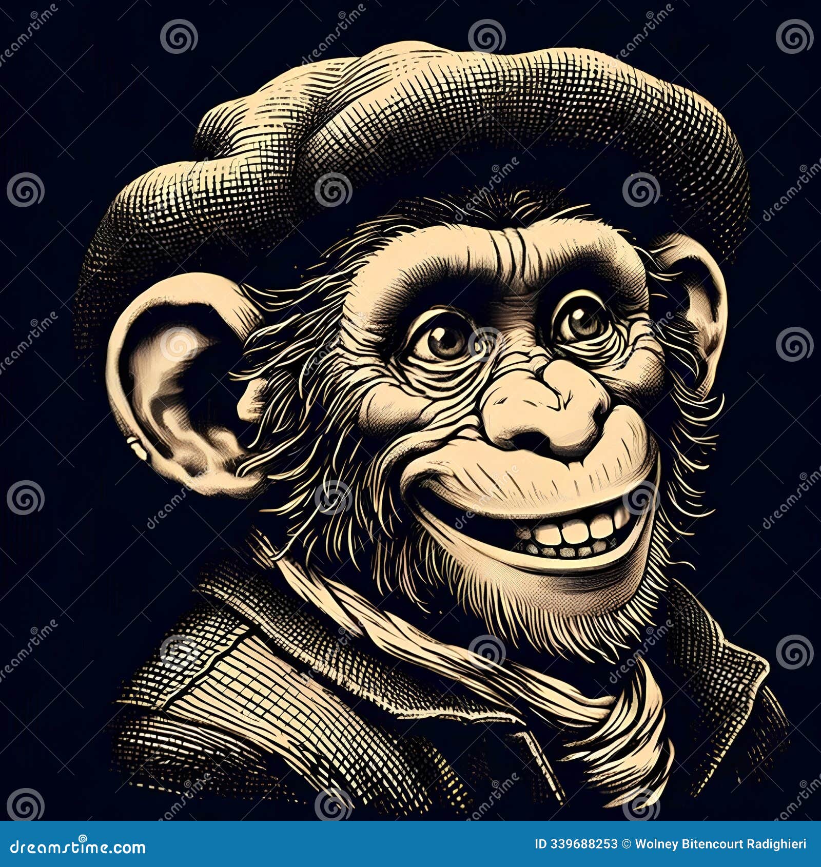 The Face of a Monkey Smiling Stock Illustration - Illustration of ...