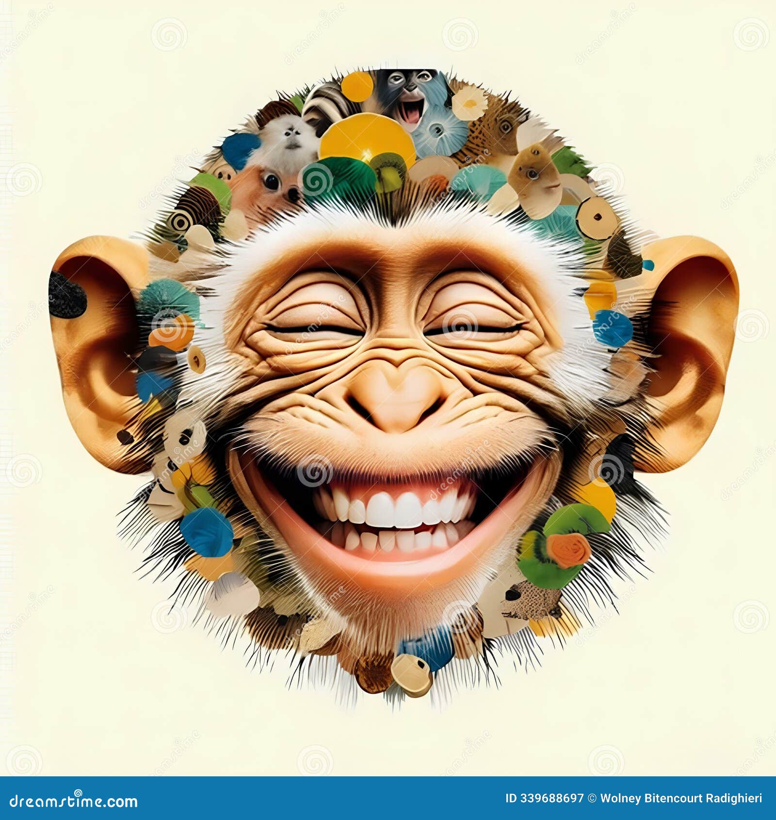 The Face of a Monkey Smiling Stock Illustration - Illustration of ...