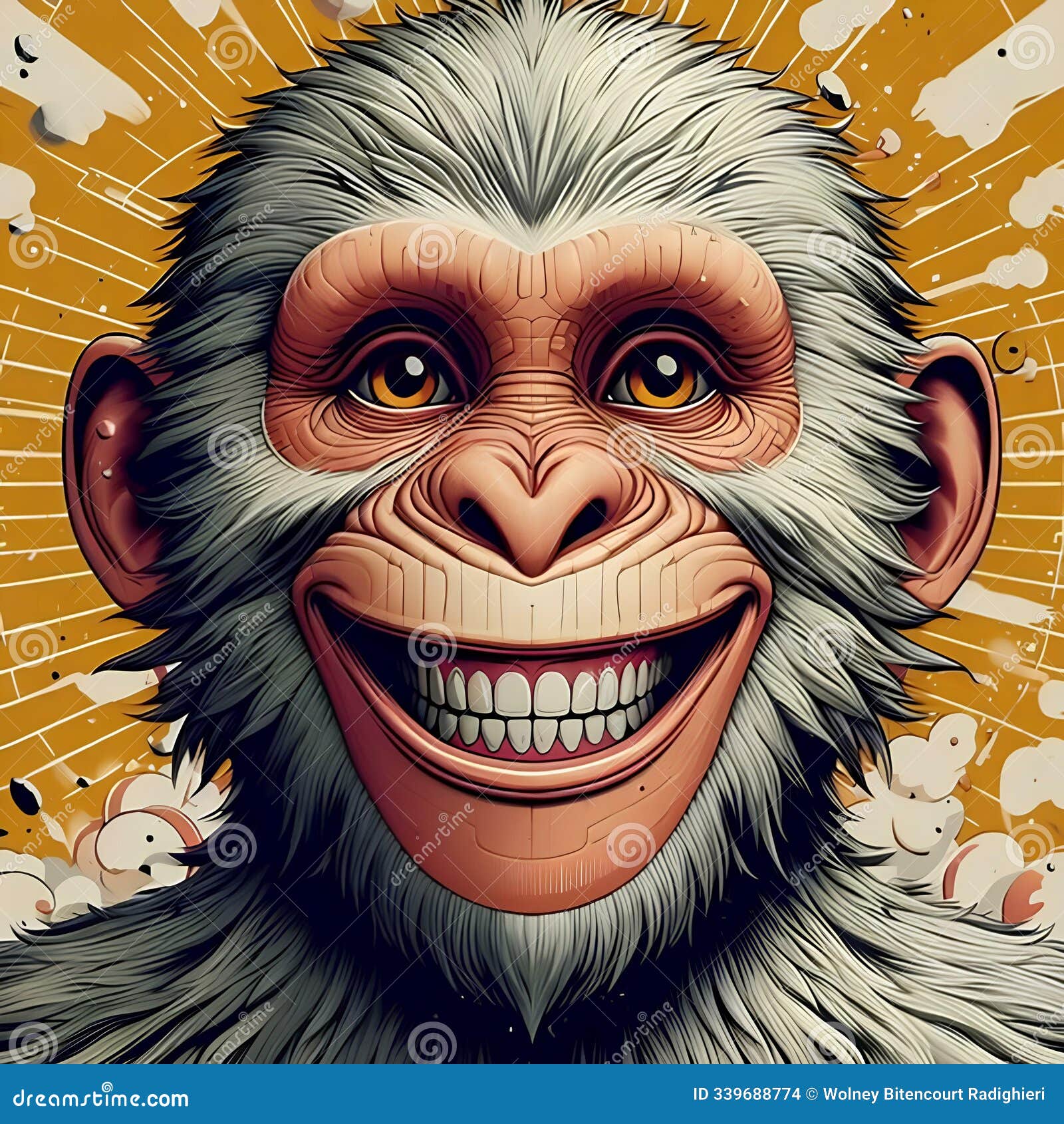 The Face of a Monkey Smiling Stock Illustration - Illustration of ...