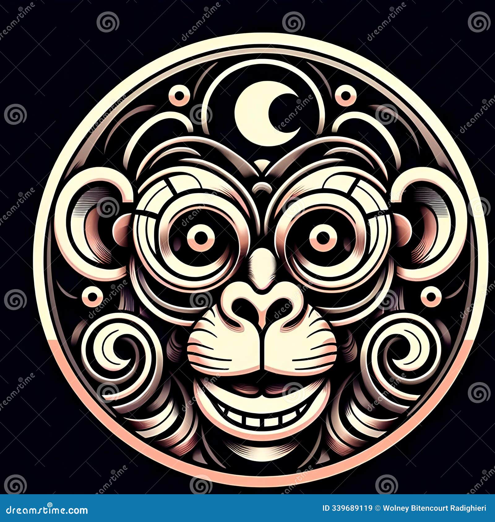 The Face of a Monkey Smiling Stock Illustration - Illustration of ...