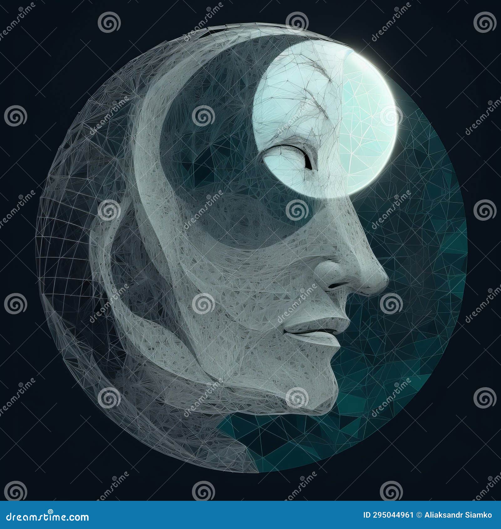 A face with moon in middle stock illustration. Illustration of head ...