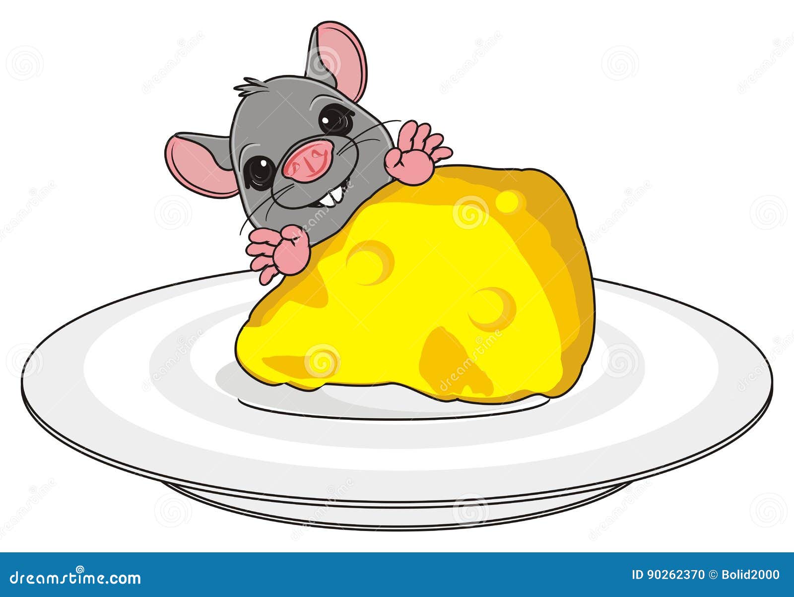 Face of Mouse in Plate with Food Stock Illustration - Illustration of ...