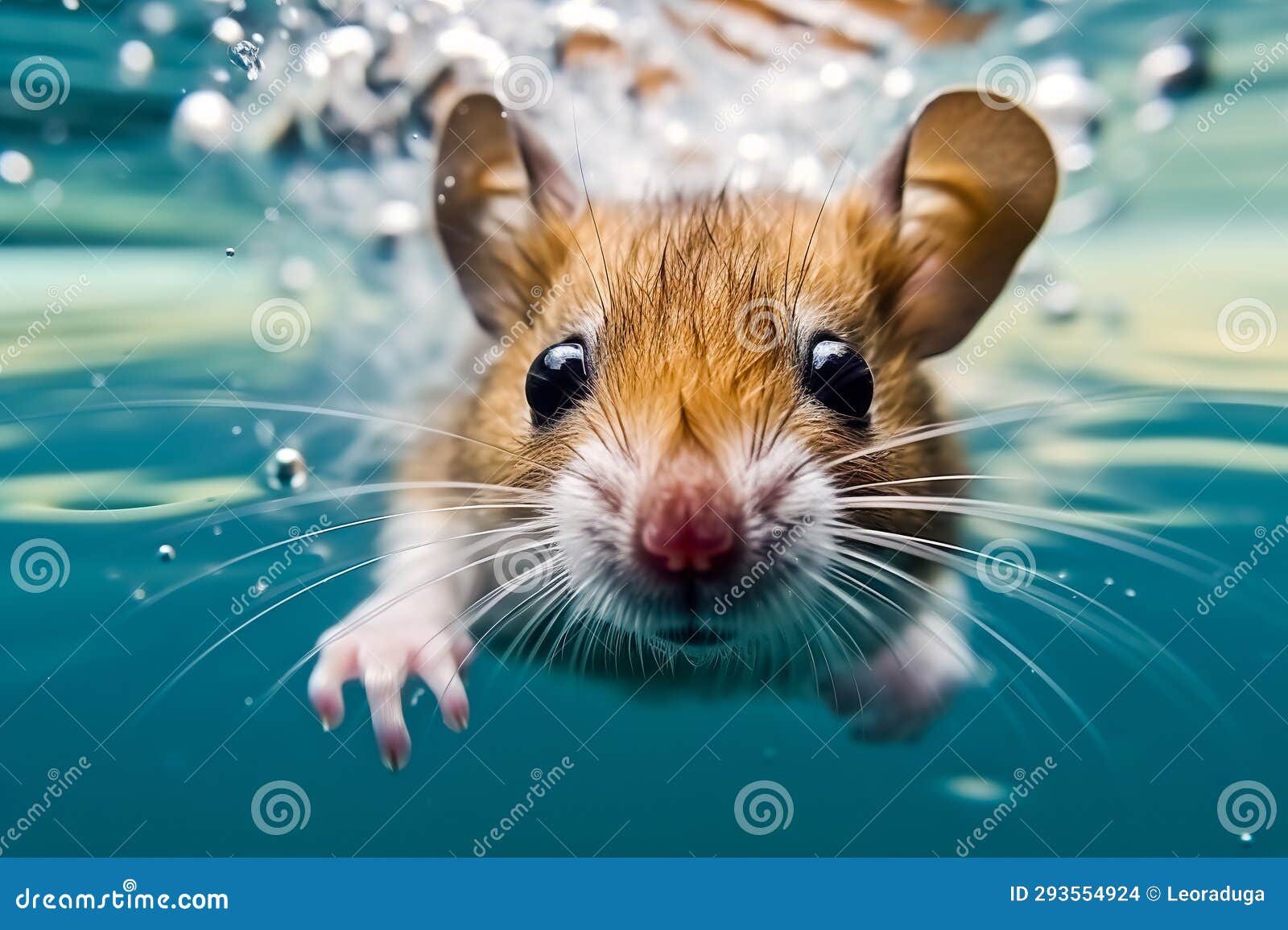 Face Mouse Underwater. Close Up Stock Illustration - Illustration of ...
