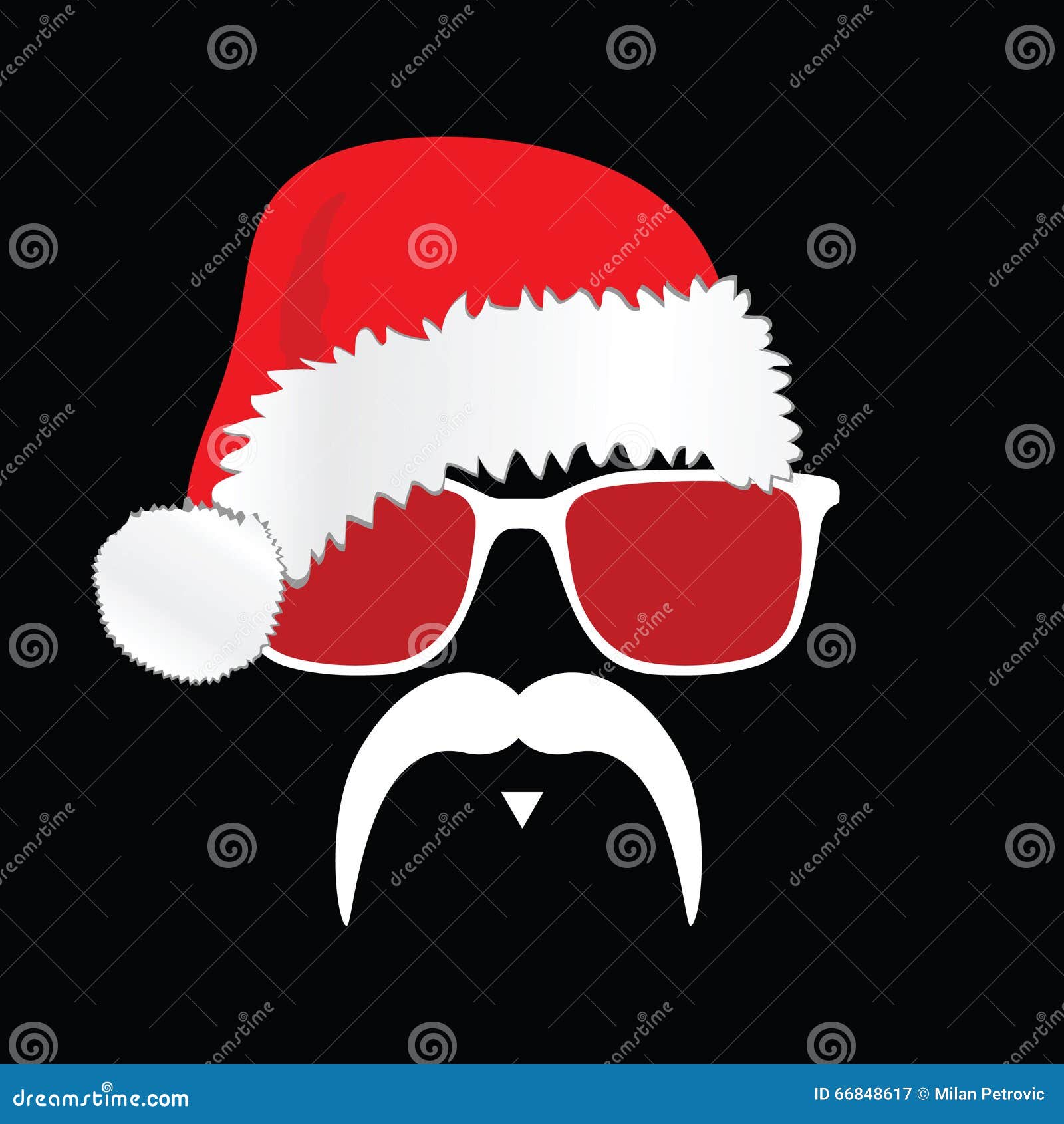 Face with Mustache Illustration with Christmas Hat Stock Vector ...