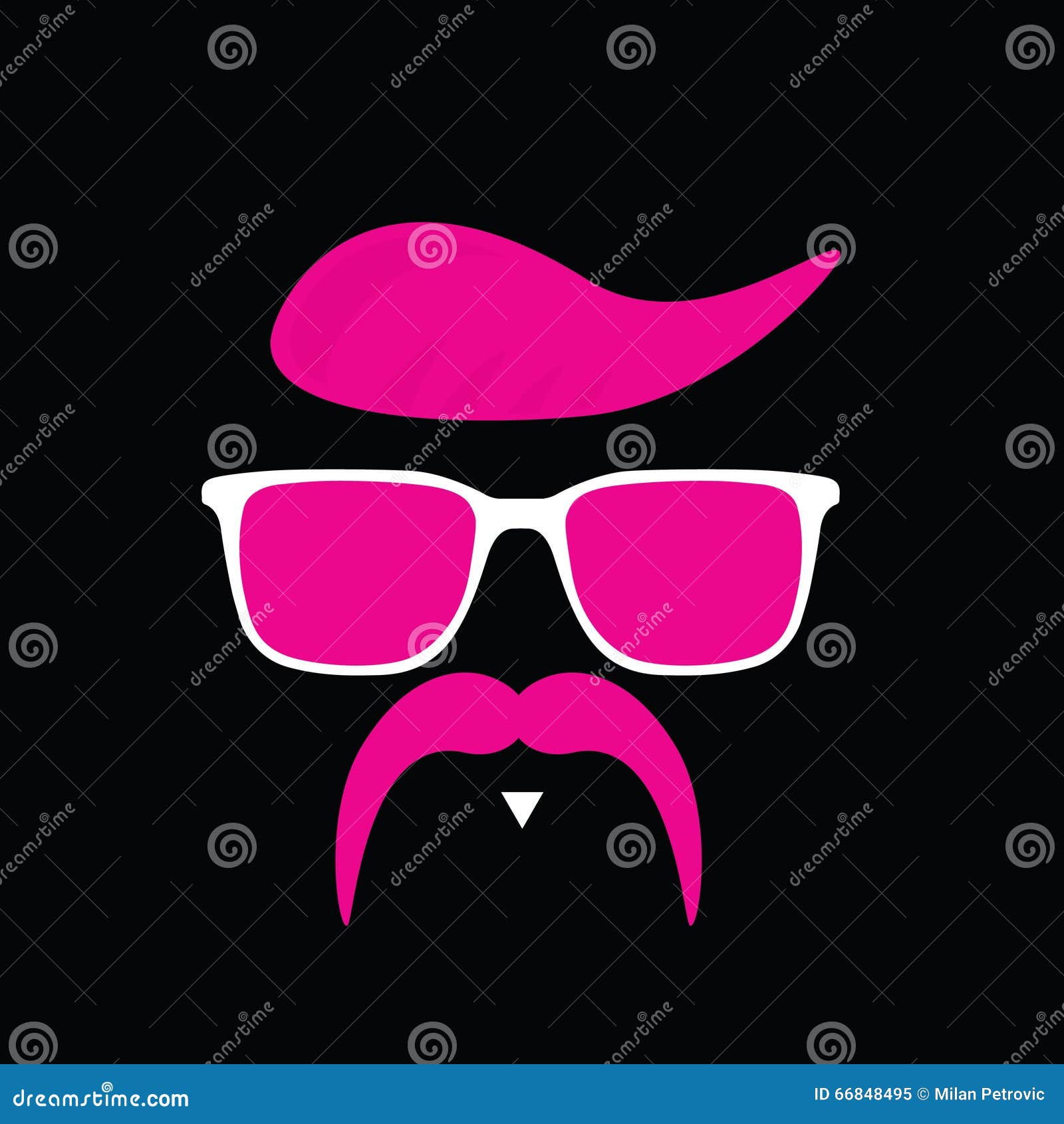 Face with Mustache Illustration in Pink Stock Vector - Illustration of ...