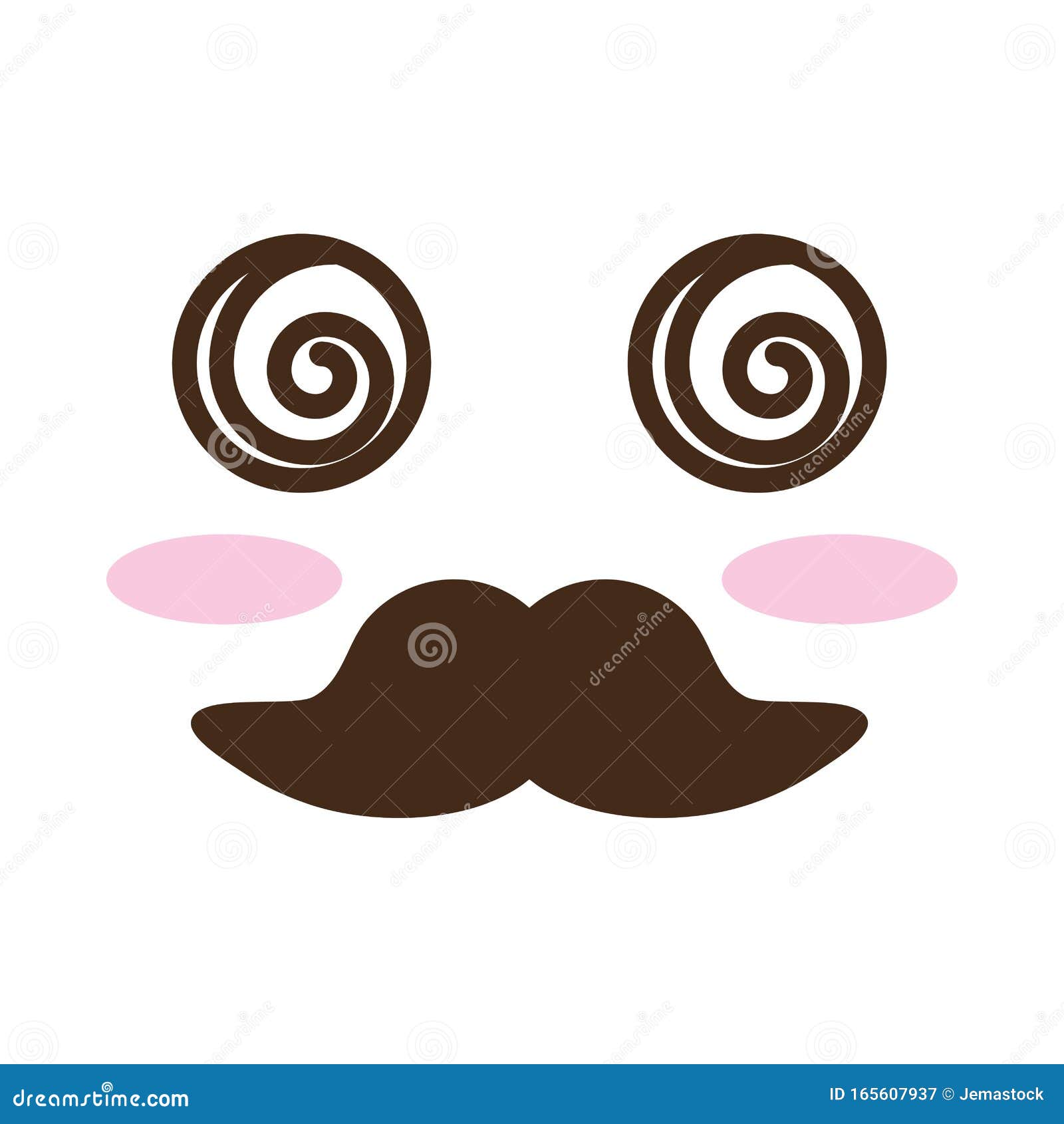 Face with Mustache Kawaii Comic Character Stock Image - Image of smile ...