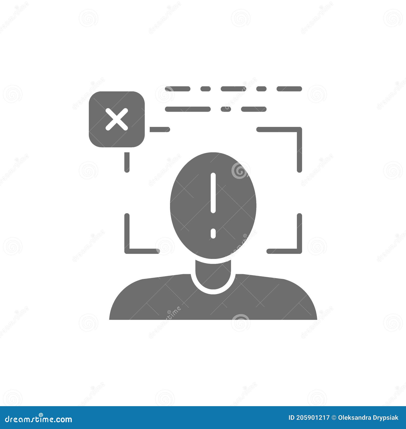 Face Not Identified, Face Not Recognized Grey Icon. Stock Vector ...