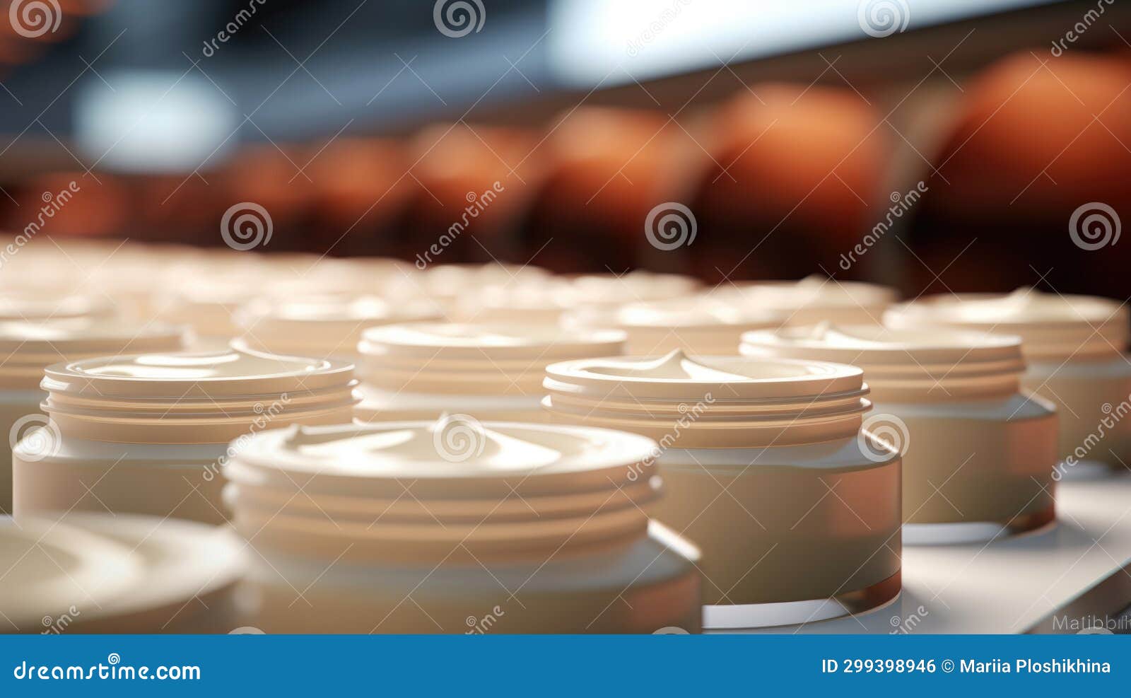 Face Nutritious Cream in Rows, Laboratory Assembly Line. Beauty Concept ...