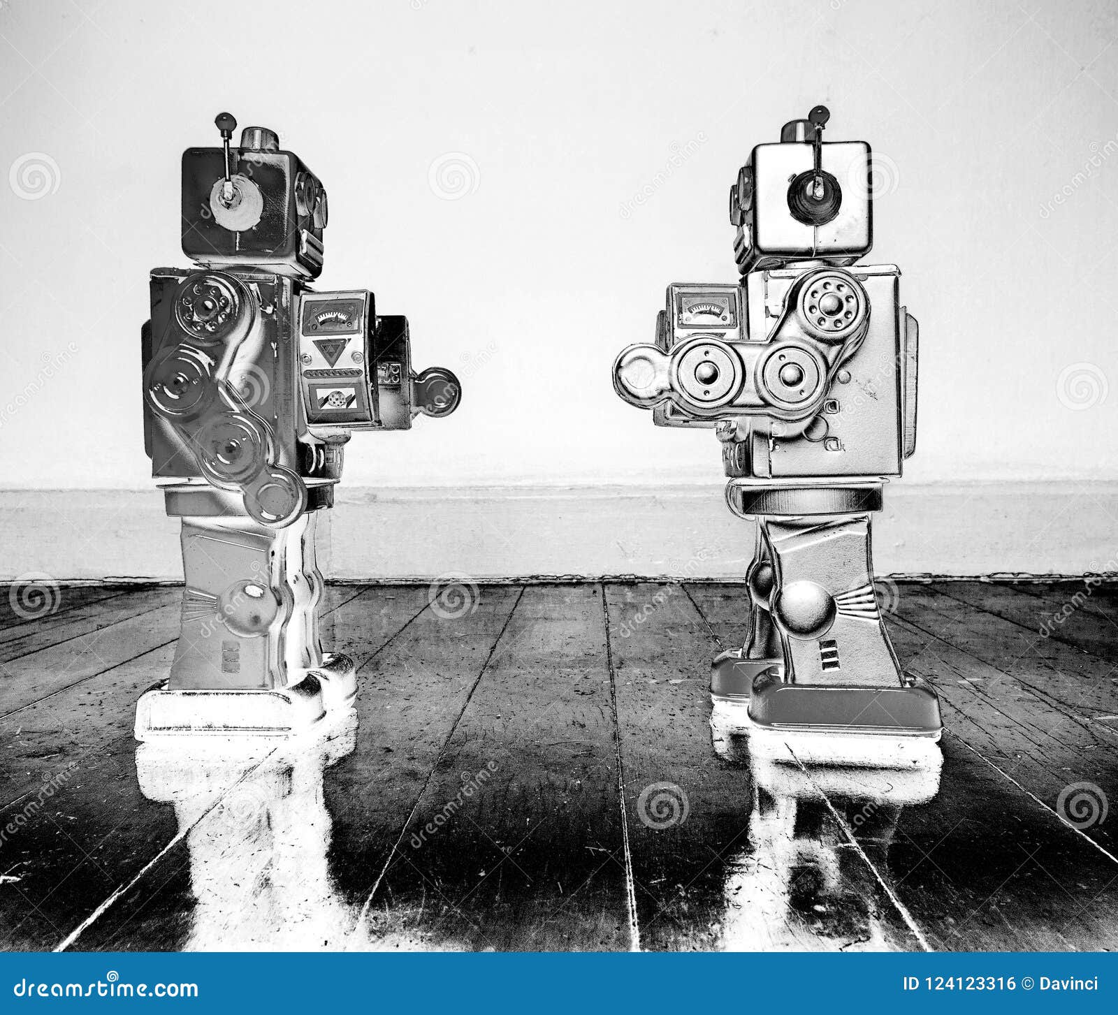 Face off robots stock photo. Image of concept, arguing - 124123316