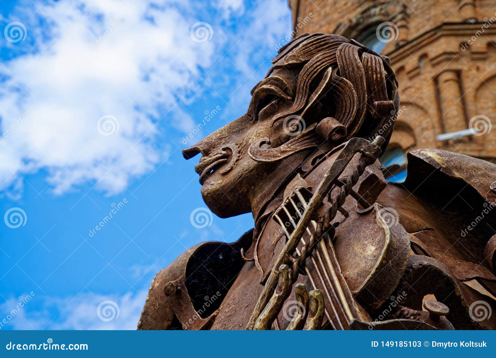 Face of an Old Rusty Statue with Iron Violin Editorial Stock Photo ...