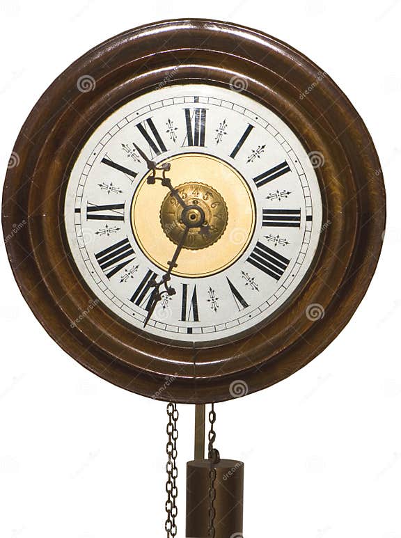 Face of a Old Wood Pendulum Clock Stock Photo - Image of antique, clock ...