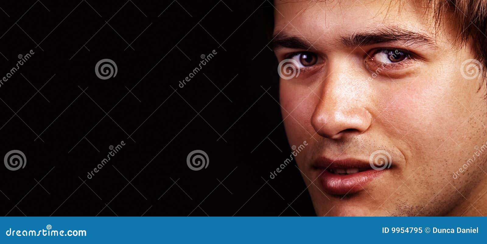 Face of One Handsome Friendly Man with Copy Space Stock Image - Image ...