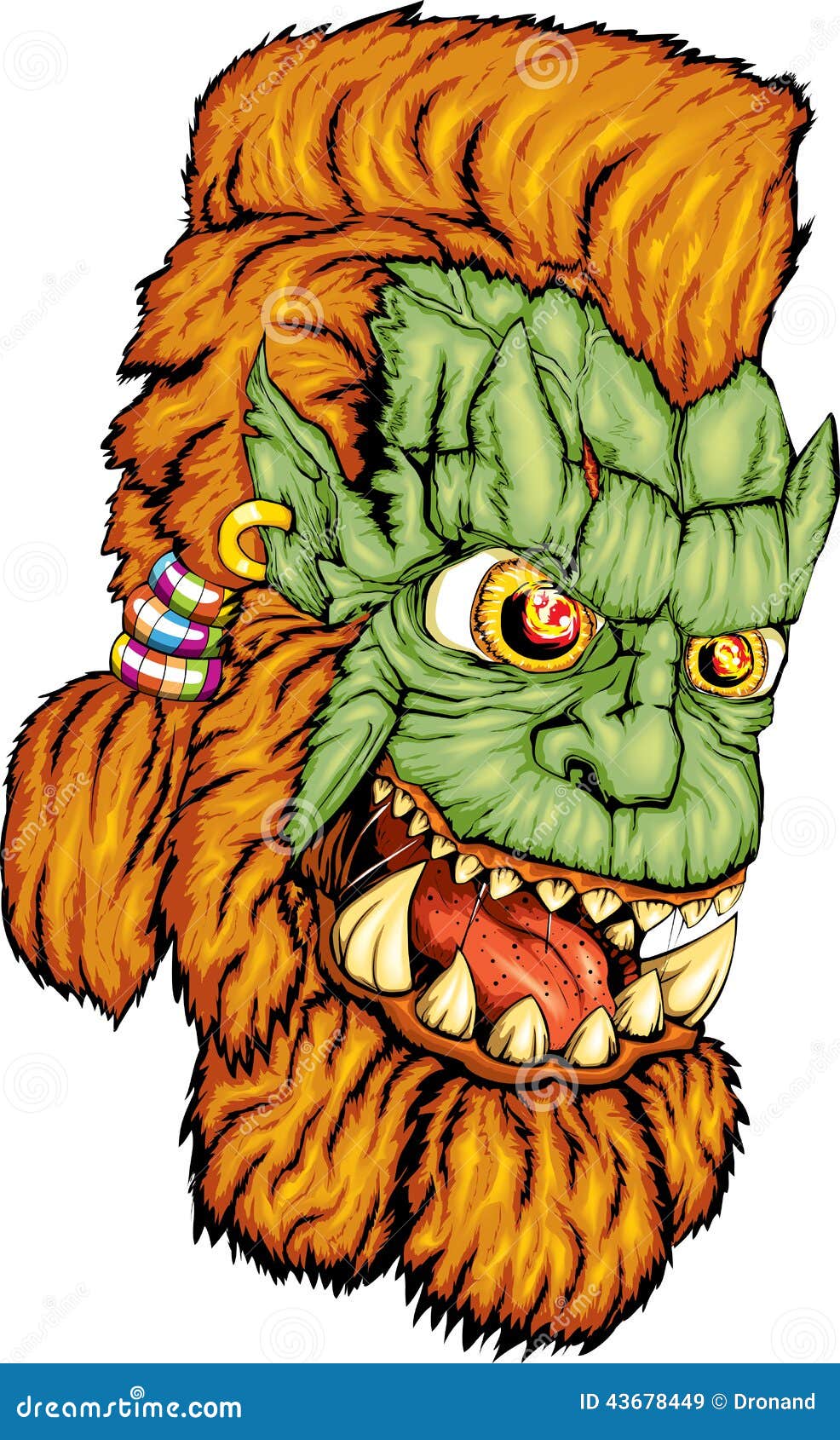 Face of orc stock vector. Illustration of scar, ring - 43678449