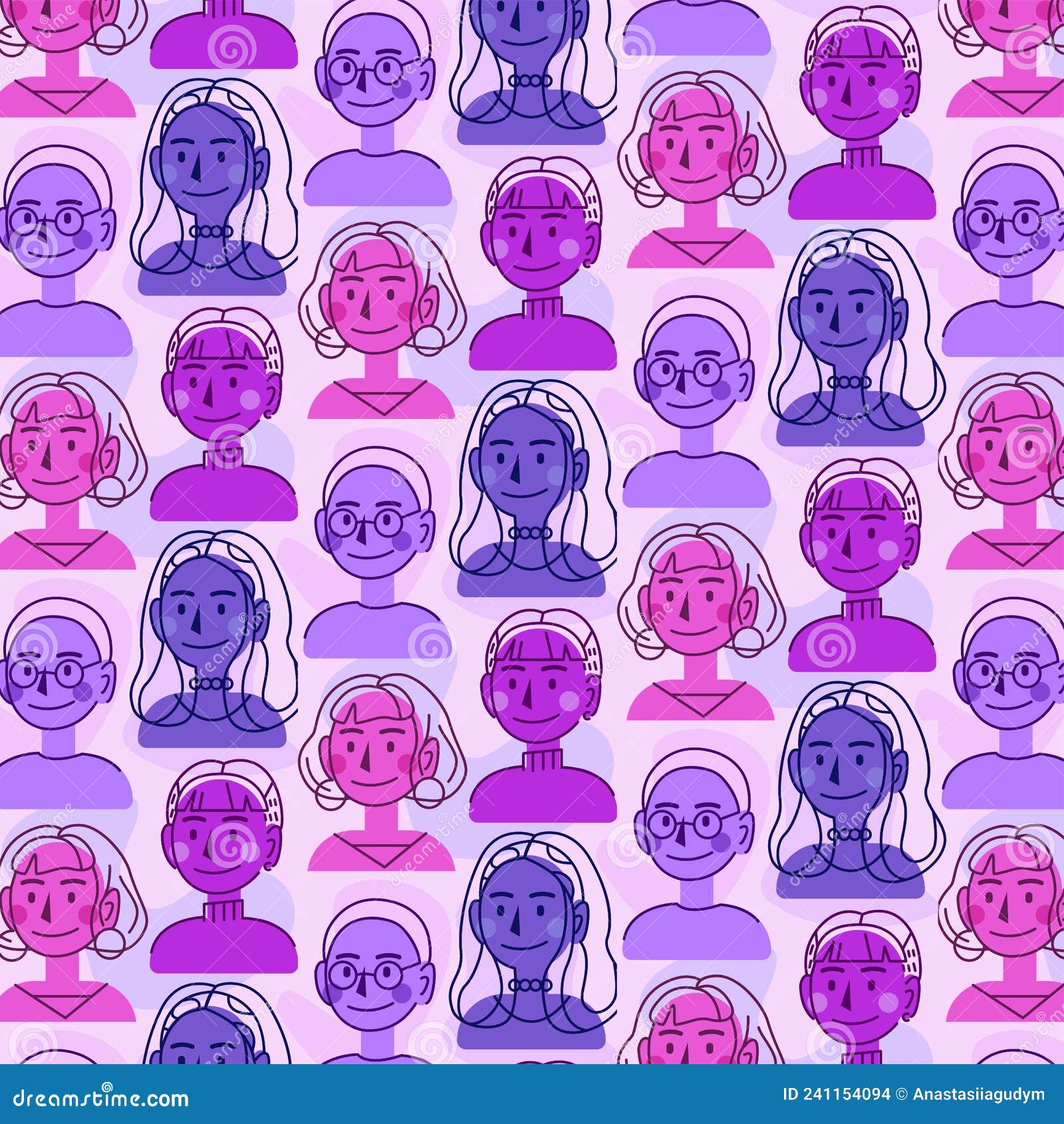 Simple People Face Outline Pattern Stock Vector - Illustration of ...