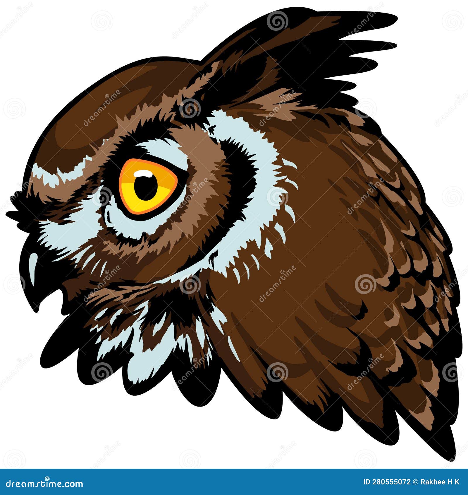 Owl Face Illustration. Sky. Forest. Vector Stock Vector - Illustration ...