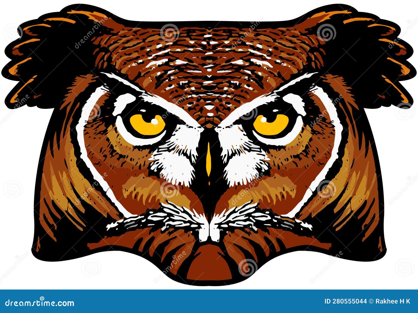 Owl Face Illustration. Sky. Forest. Vector Stock Vector - Illustration ...