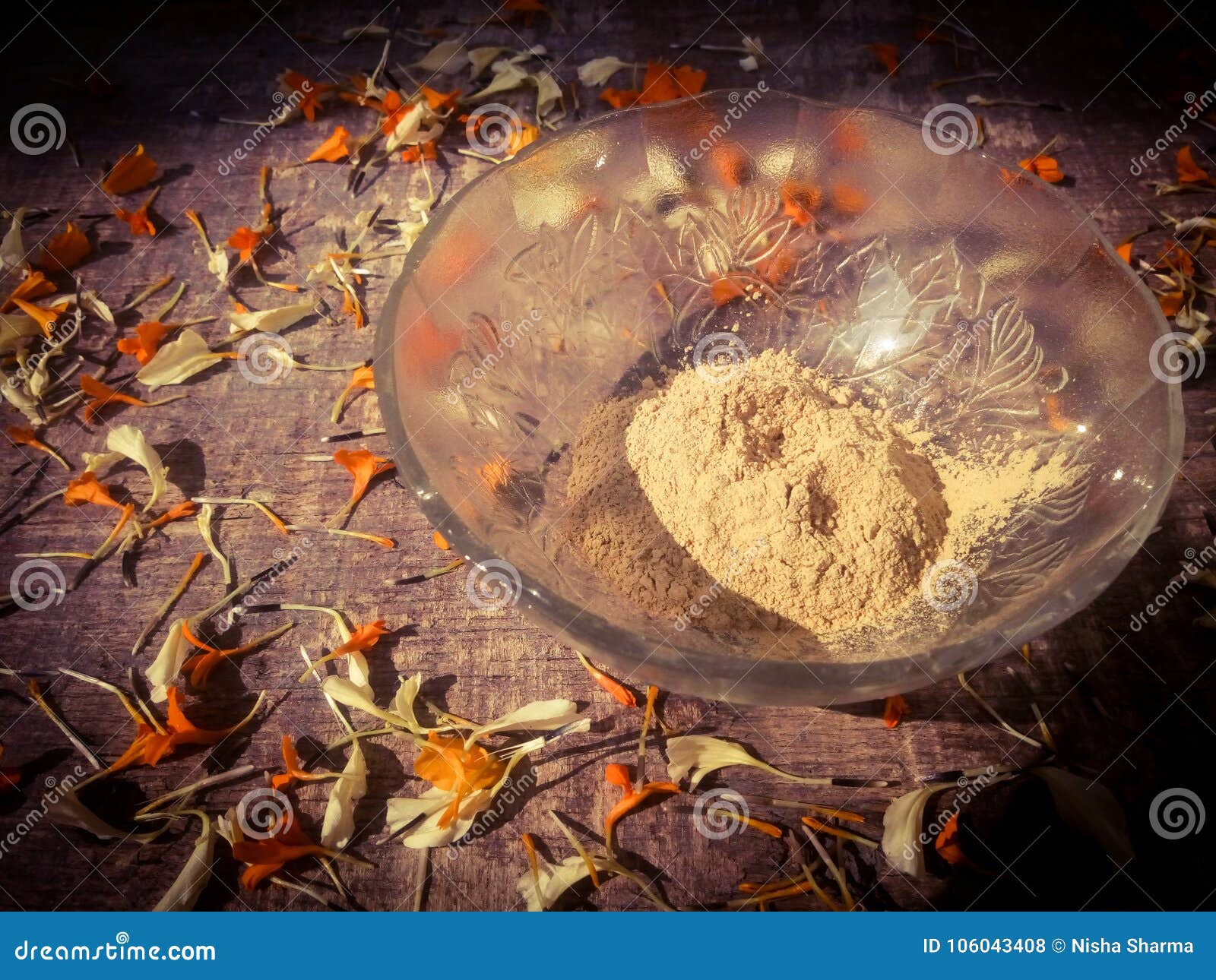 Make up powder in bowl stock photo. Image of powder - 106043408
