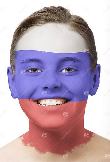 Face Paint - Flag of Russia Stock Image - Image of paint, teenager: 2910185