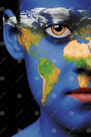 Face paint - world stock image. Image of continent, person - 2842901