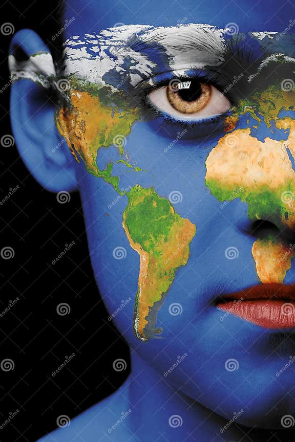 Face paint - world stock image. Image of continent, person - 2842901