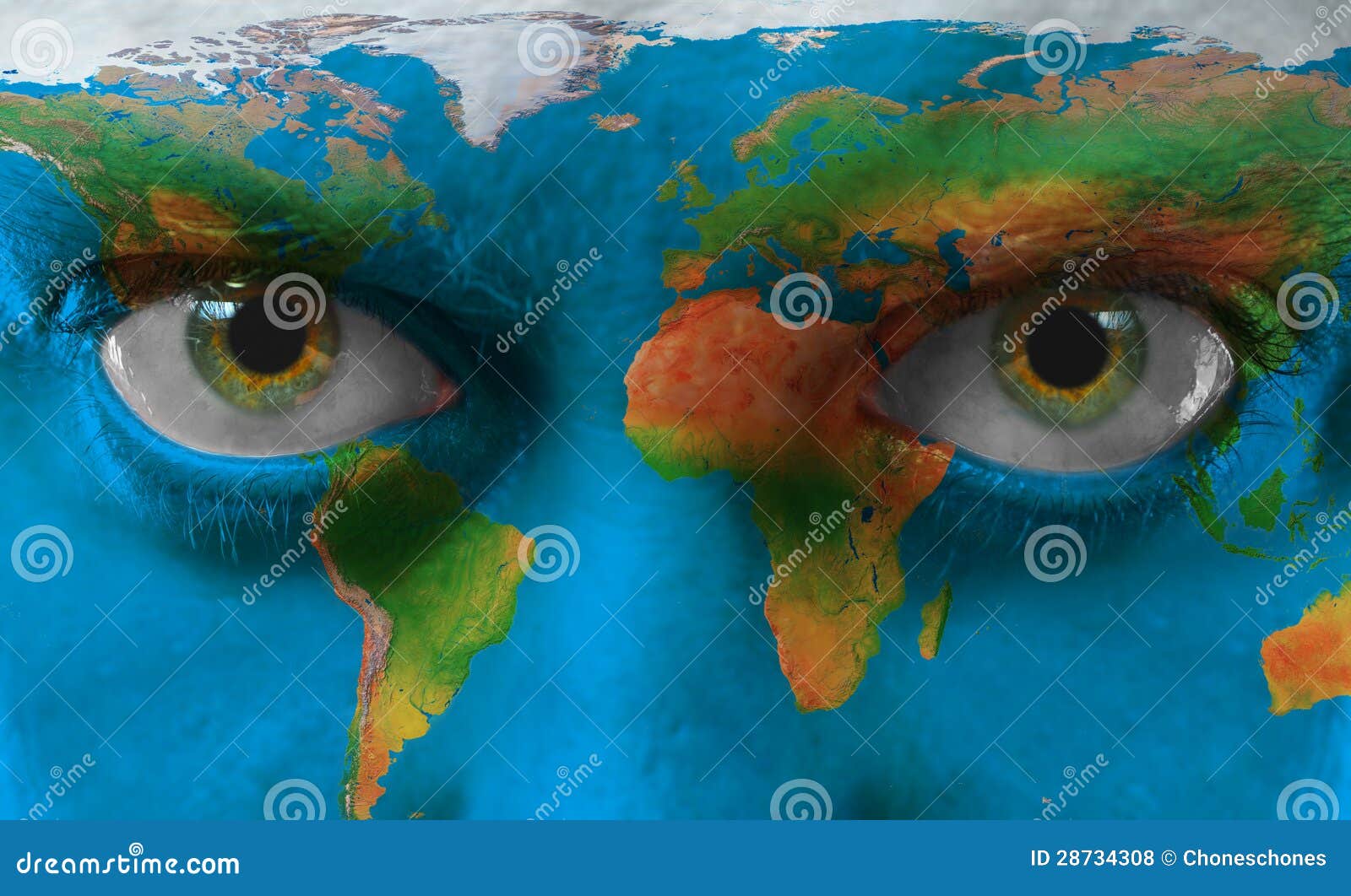 Face with painted map stock photo. Image of future, earth - 28734308