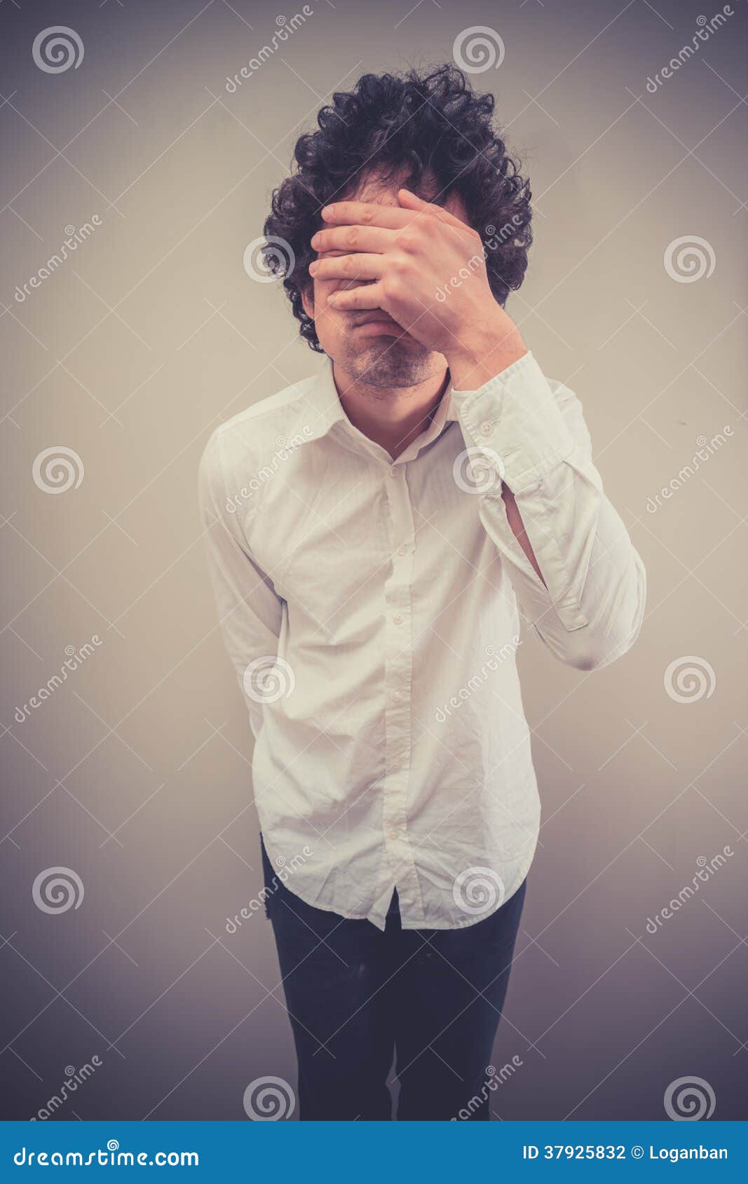 Face palm stock photo. Image of male, palm, sigh, desaturated - 37925832