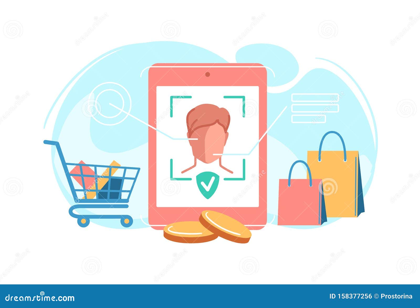 Face Id Payment Verification. Facial Recognition In Bank App. Airpay ...