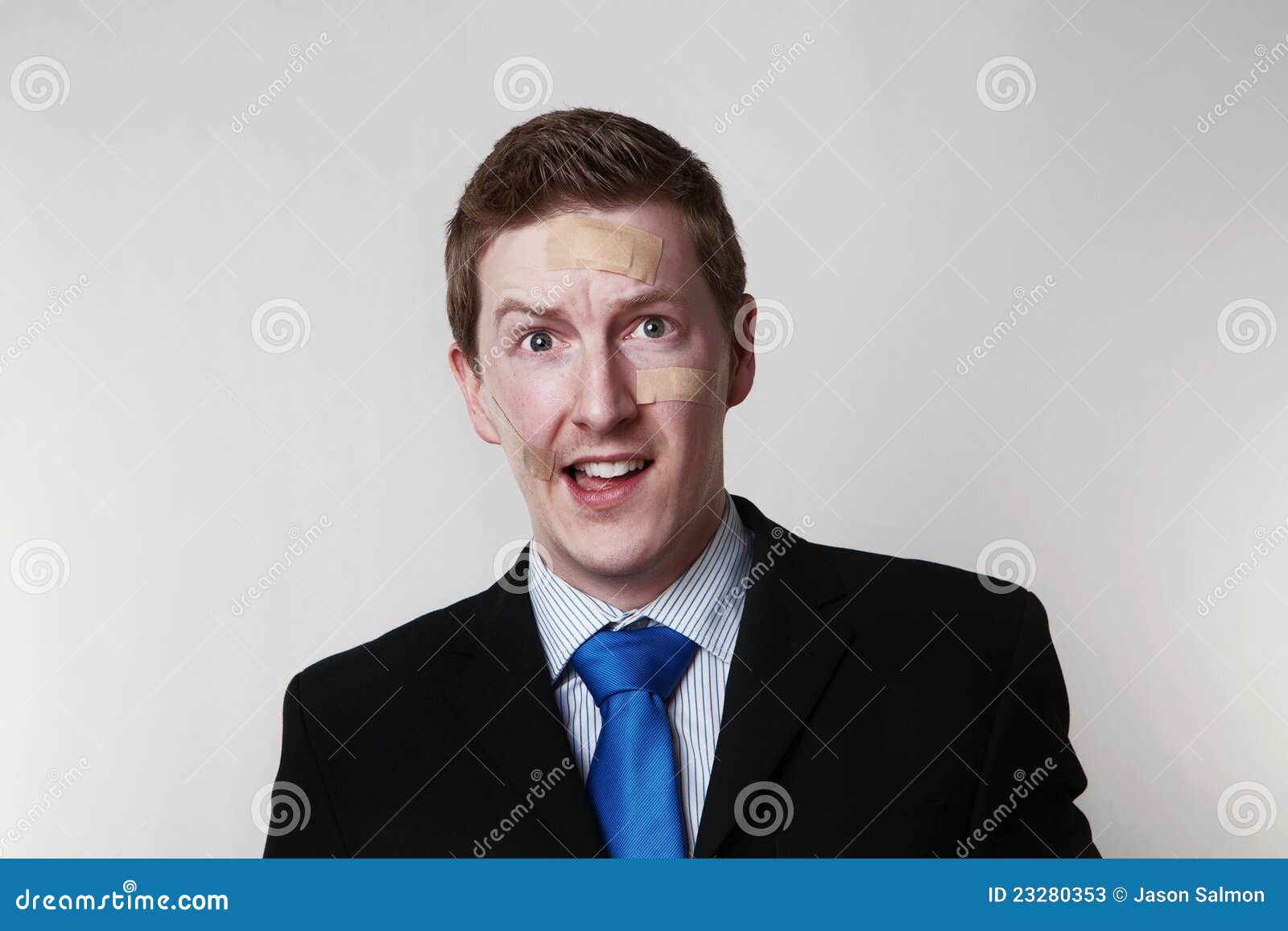 Sad Face From Plaster Human Head Profile Looking Down And In Strong ...