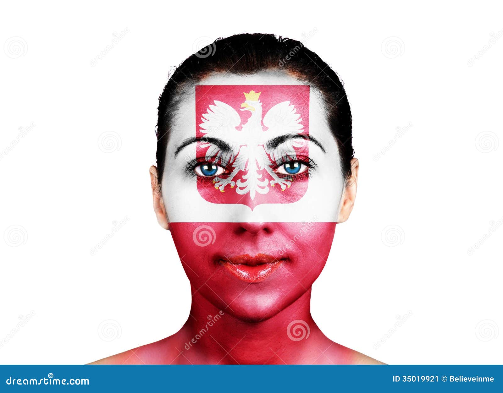 Face with the Poland flag stock image. Image of skin - 35019921
