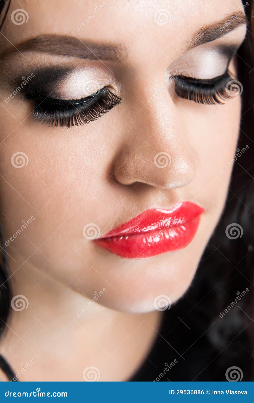 Face Portrait of a Beautiful Make-up Model Stock Photo - Image of ...