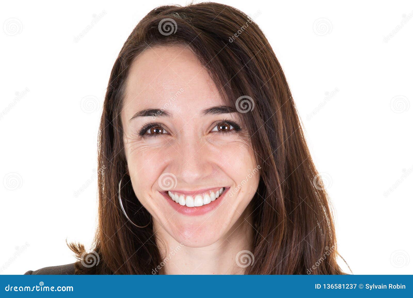 Face Portrait Friendly Smiling Happy Woman in Closeup Stock Image ...
