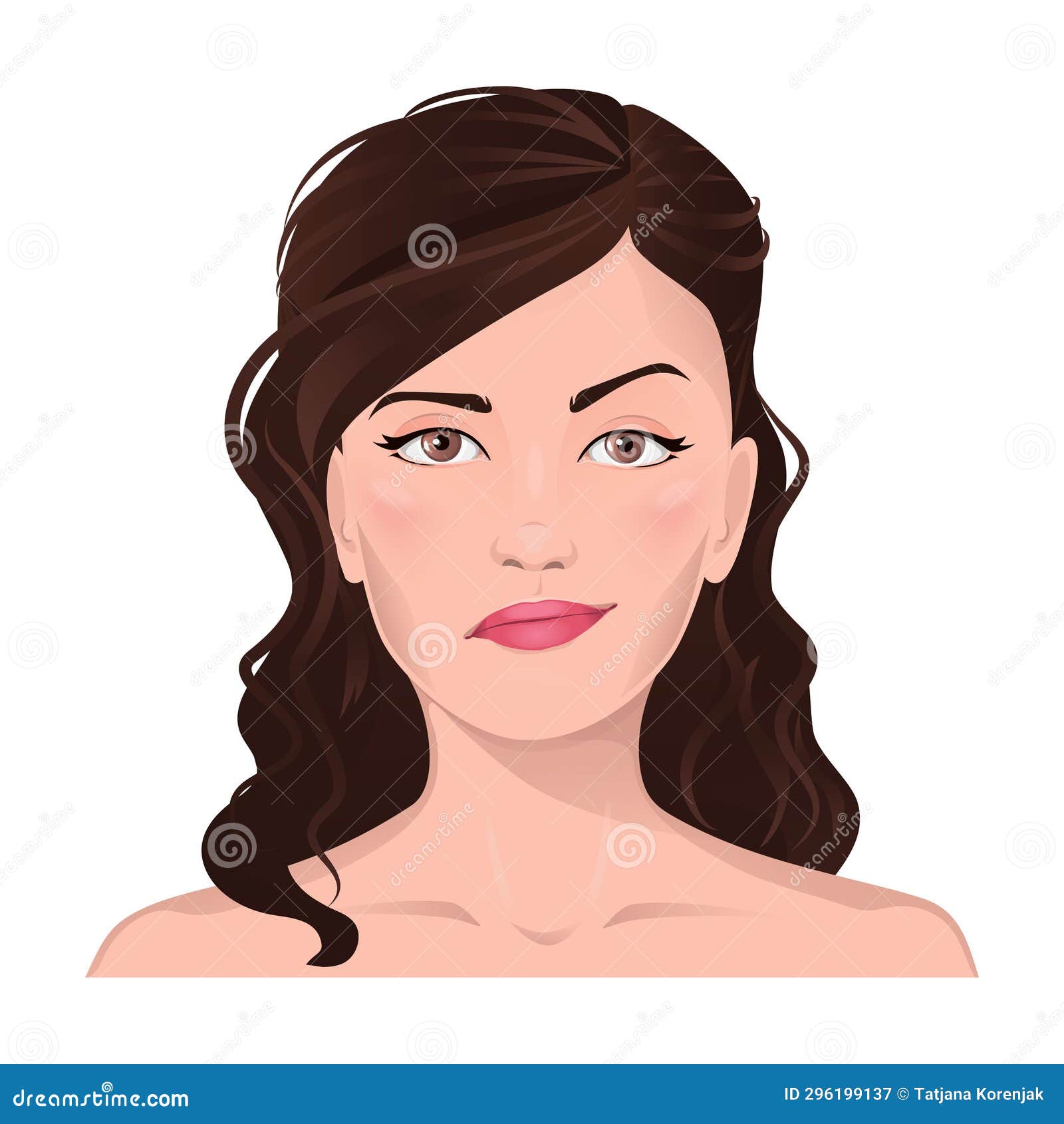 Face Portrait Of Women With Brown Hair Stock Vector Illustration Of