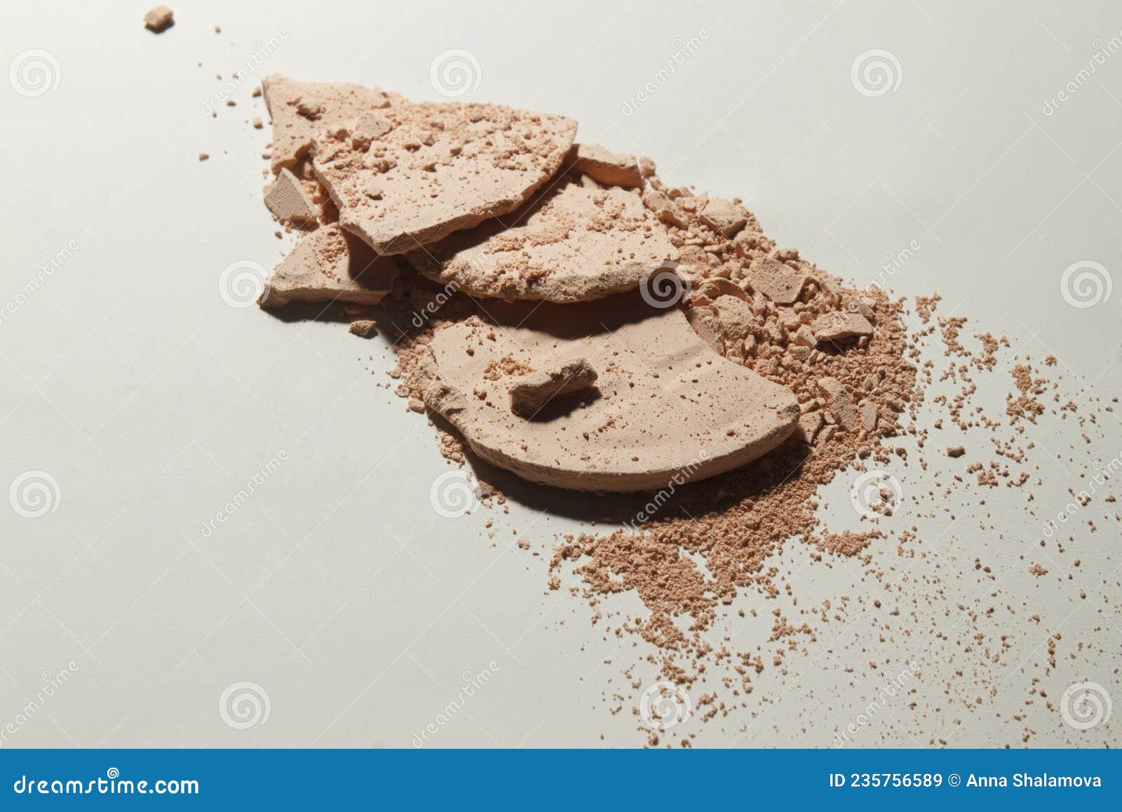 Face Powder. Broken Pieces of Cosmetic Powder with Hard Shadow ...
