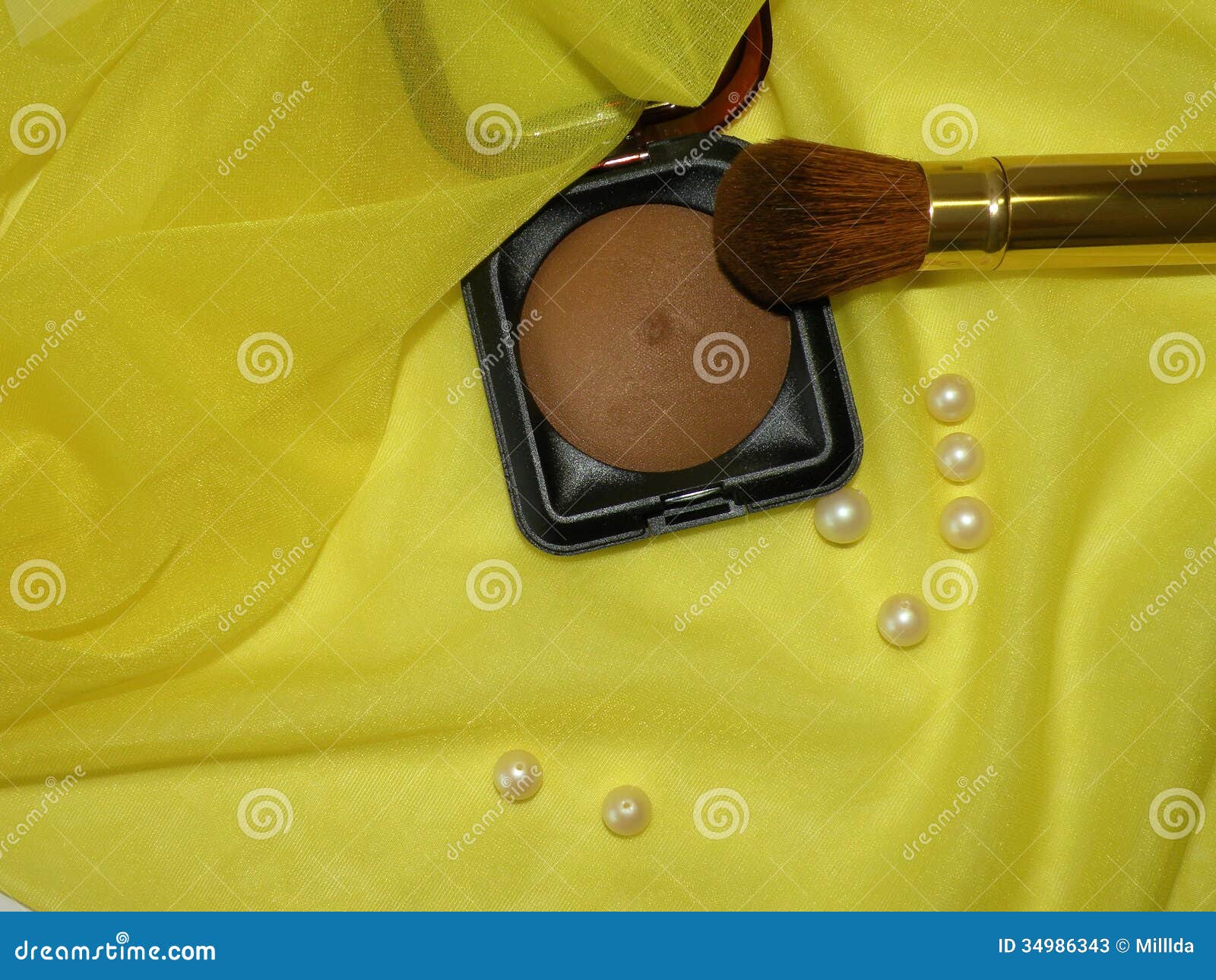 Face powder stock image. Image of brush, golden, fabric - 34986343
