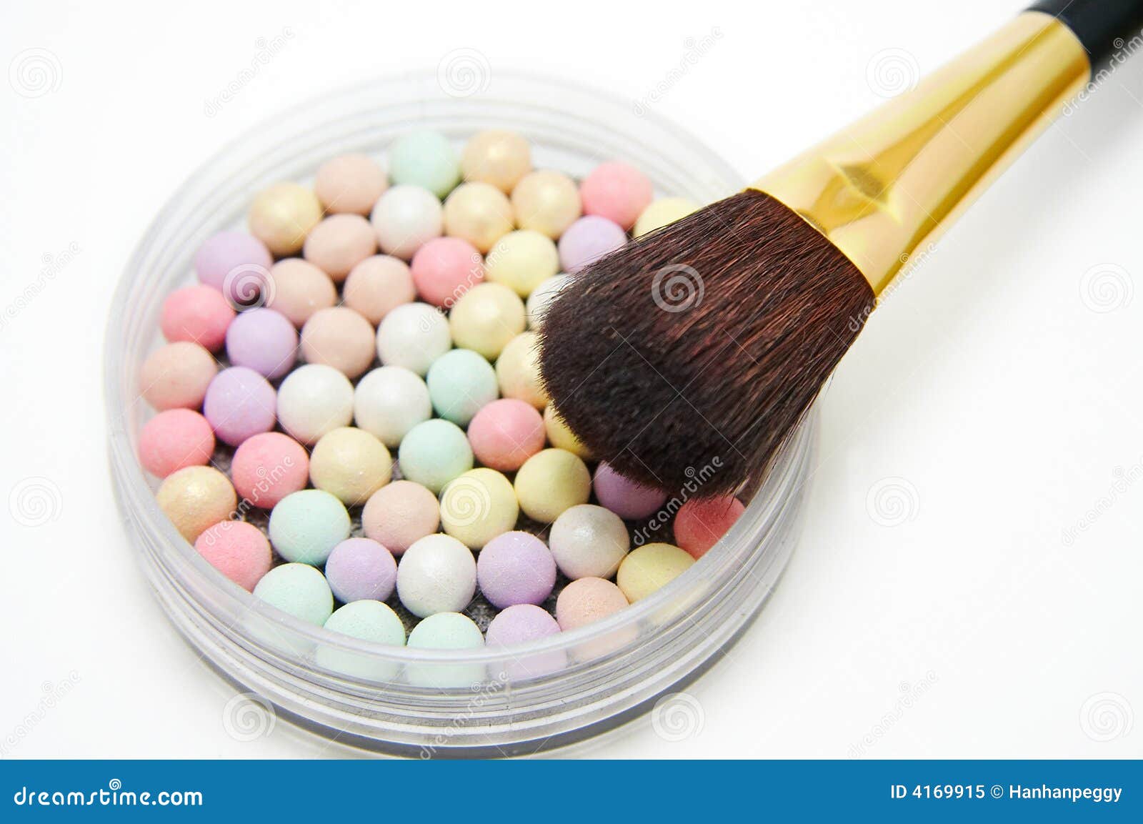 Face powder and brush stock image. Image of cosmetics - 4169915