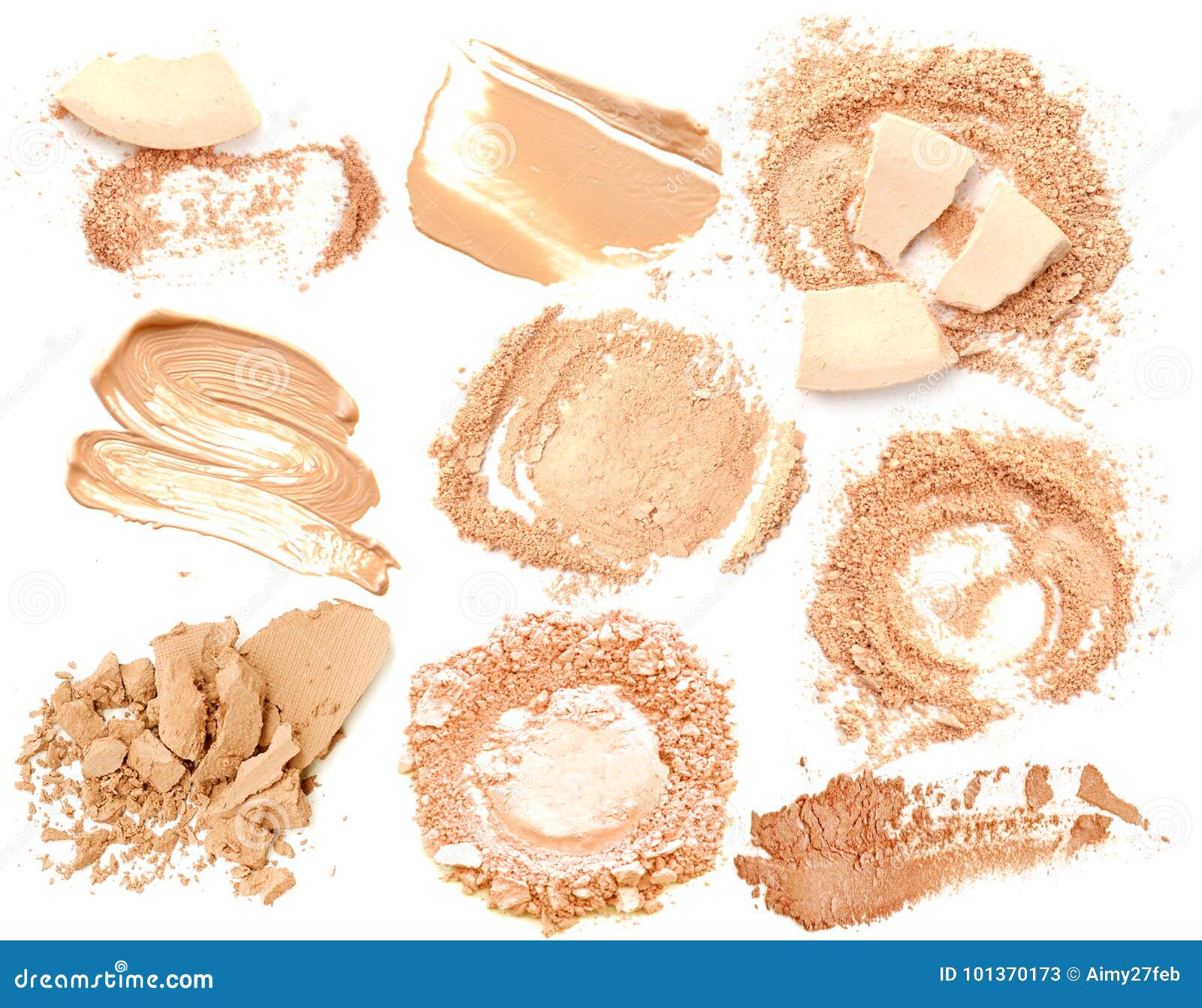 Face Powder Collection Cosmetic Make Up Isolate. Stock Image - Image of ...