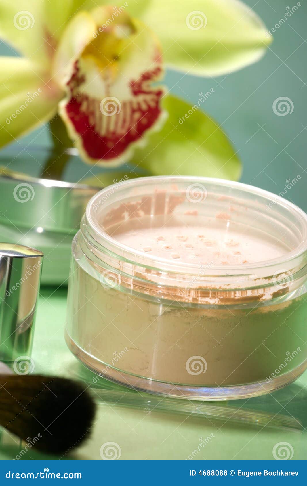Face Powder and Orchid Flower Stock Photo - Image of cosmetics, petals ...