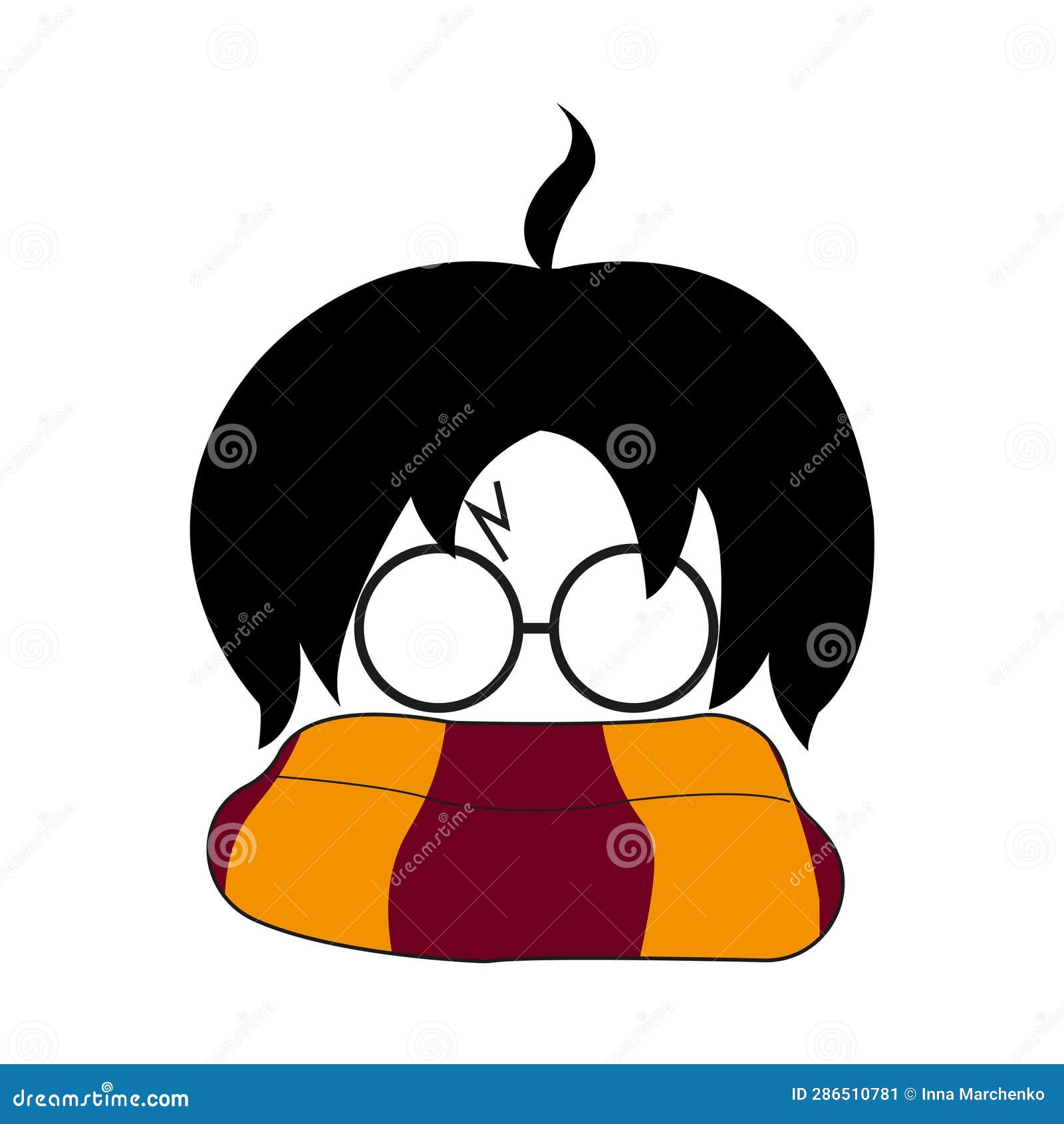 Face Profile Halloween Costume Character Sticker. Vector Illustration ...