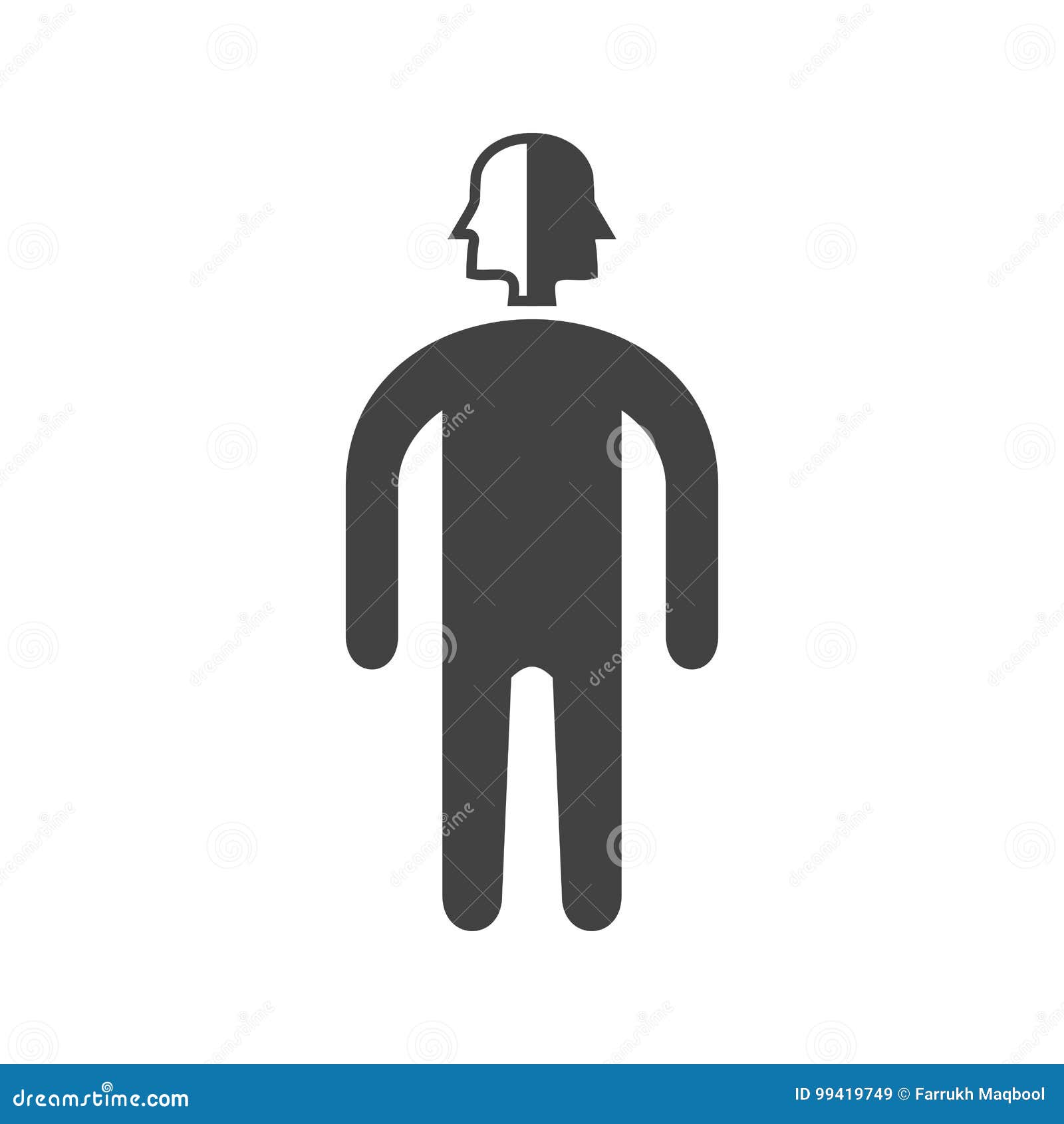 Two Faced stock vector. Illustration of face, vector - 99419749