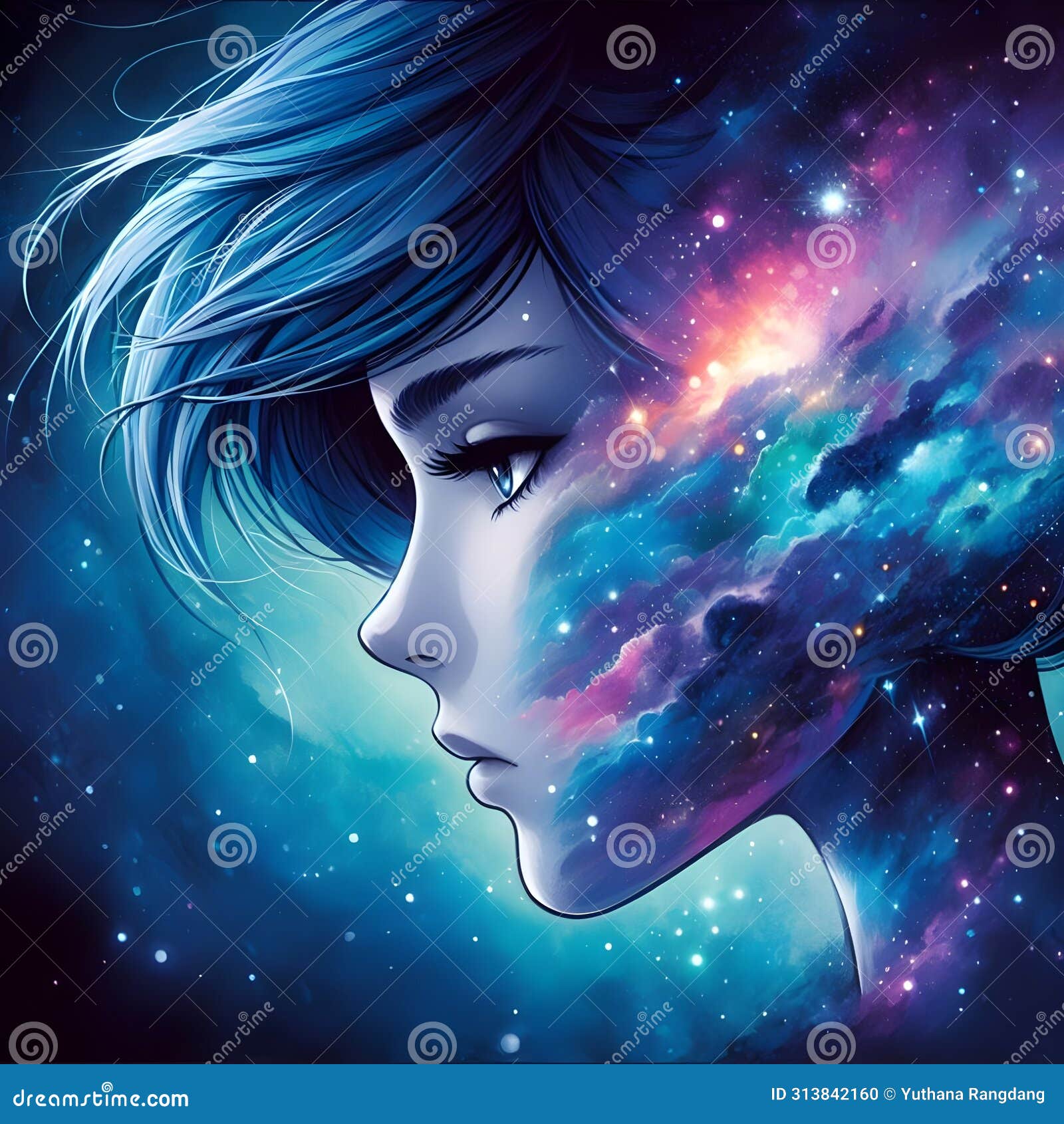 Face Profile Style Studio Ghibli. Stock Illustration - Illustration of ...