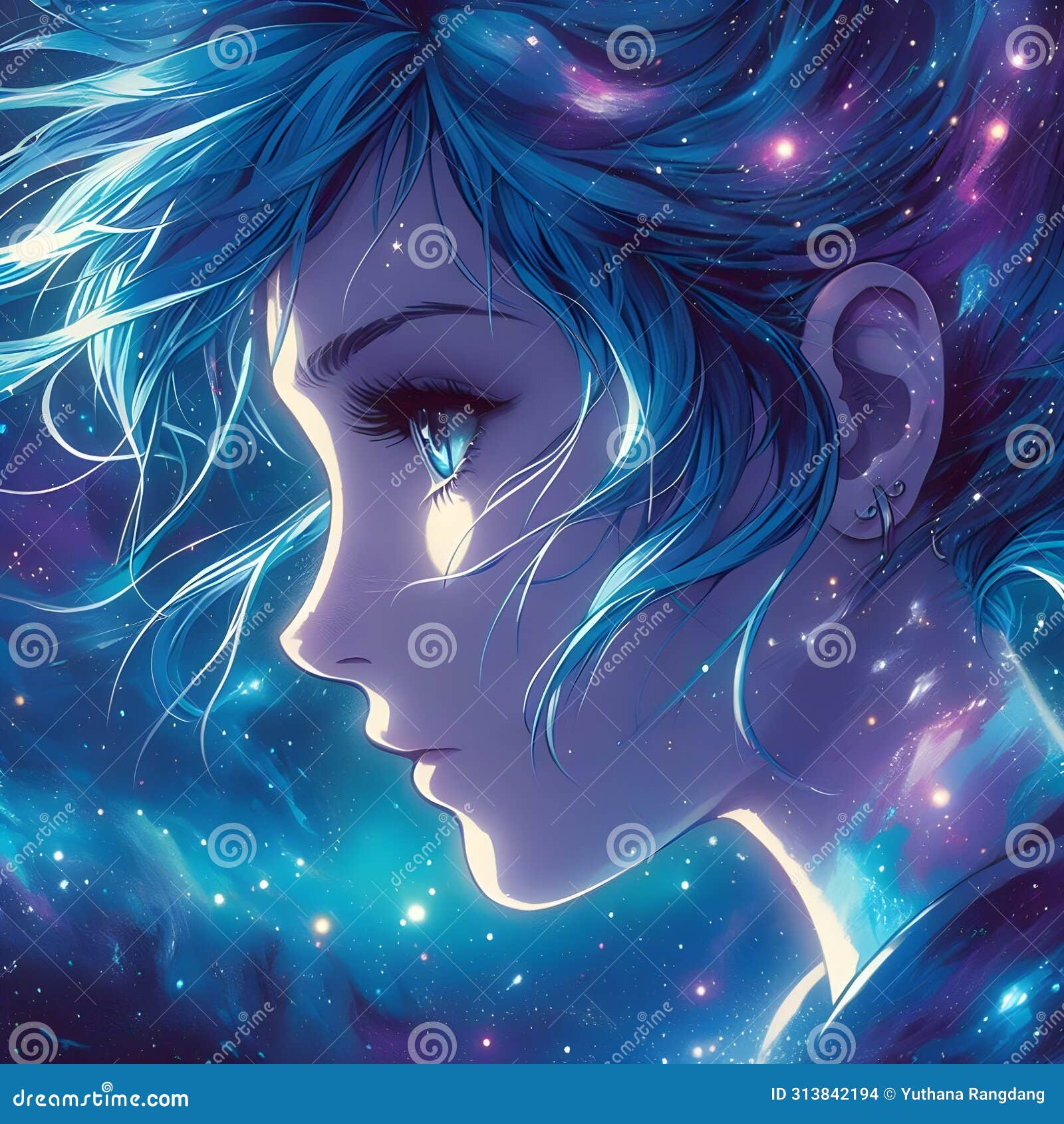 Face Profile Style Studio Ghibli. Stock Photo - Image of animation ...