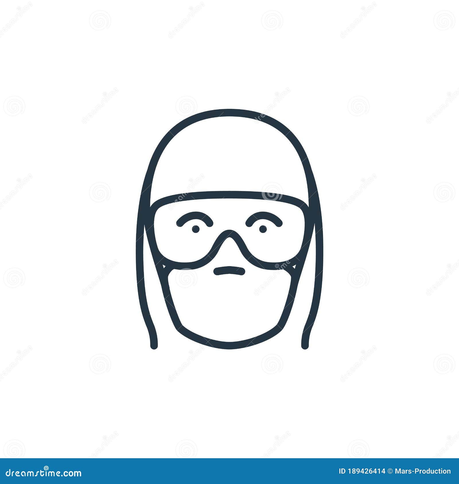 Face Protection Vector Icon Isolated on White Background. Outline, Thin ...